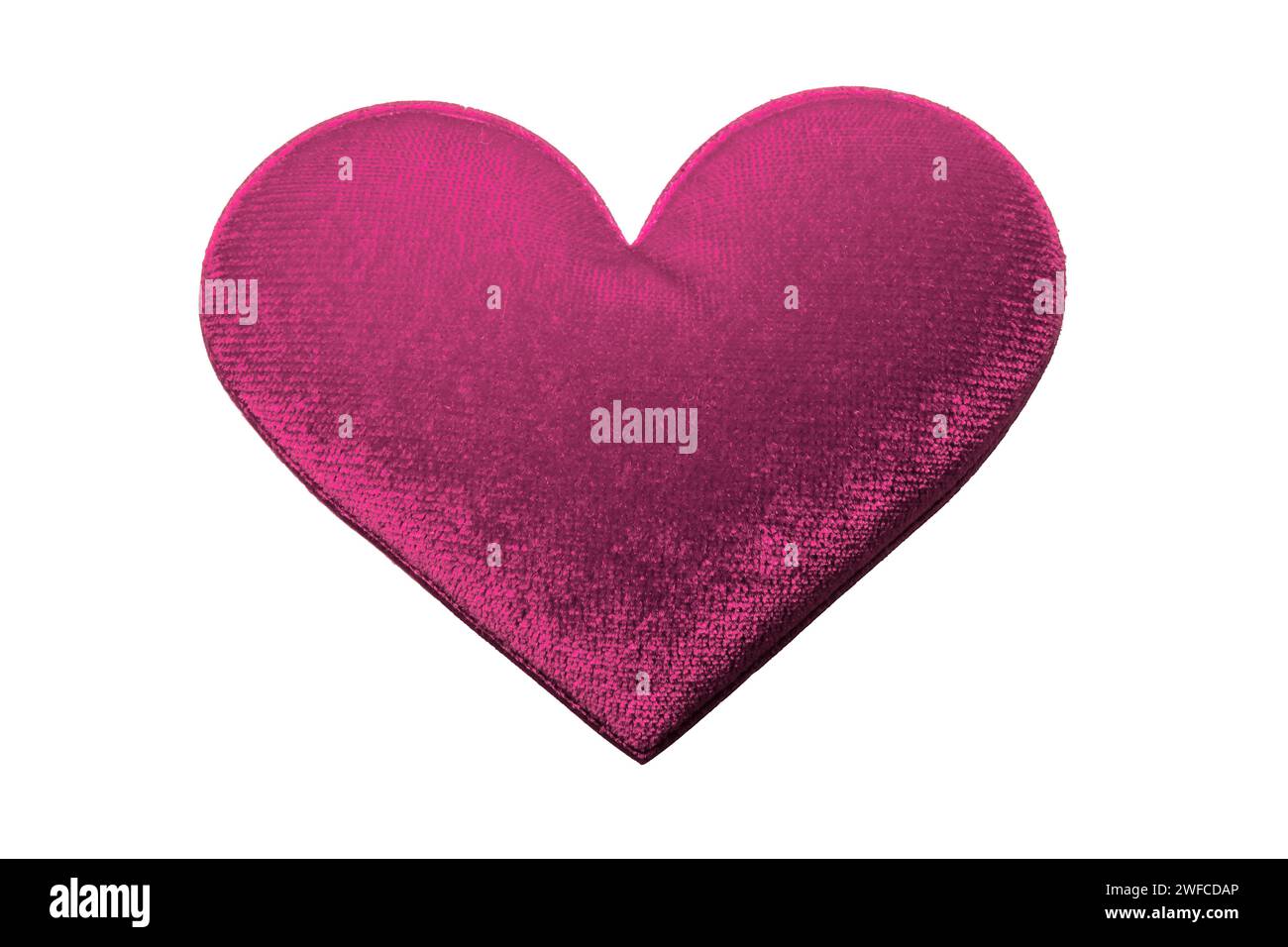 Pink suede fabric heart-shaped patches on white background with ...