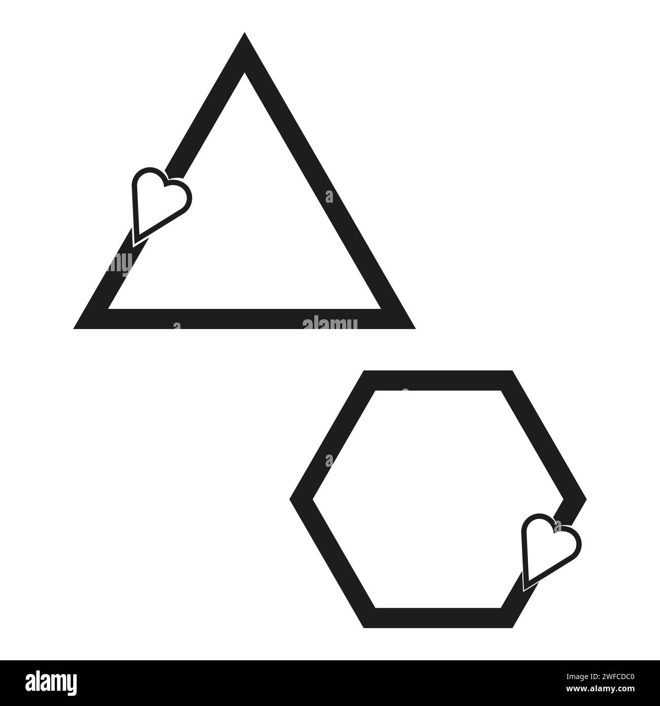 triangle and hexagon with heart. Vector illustration. stock image. EPS ...
