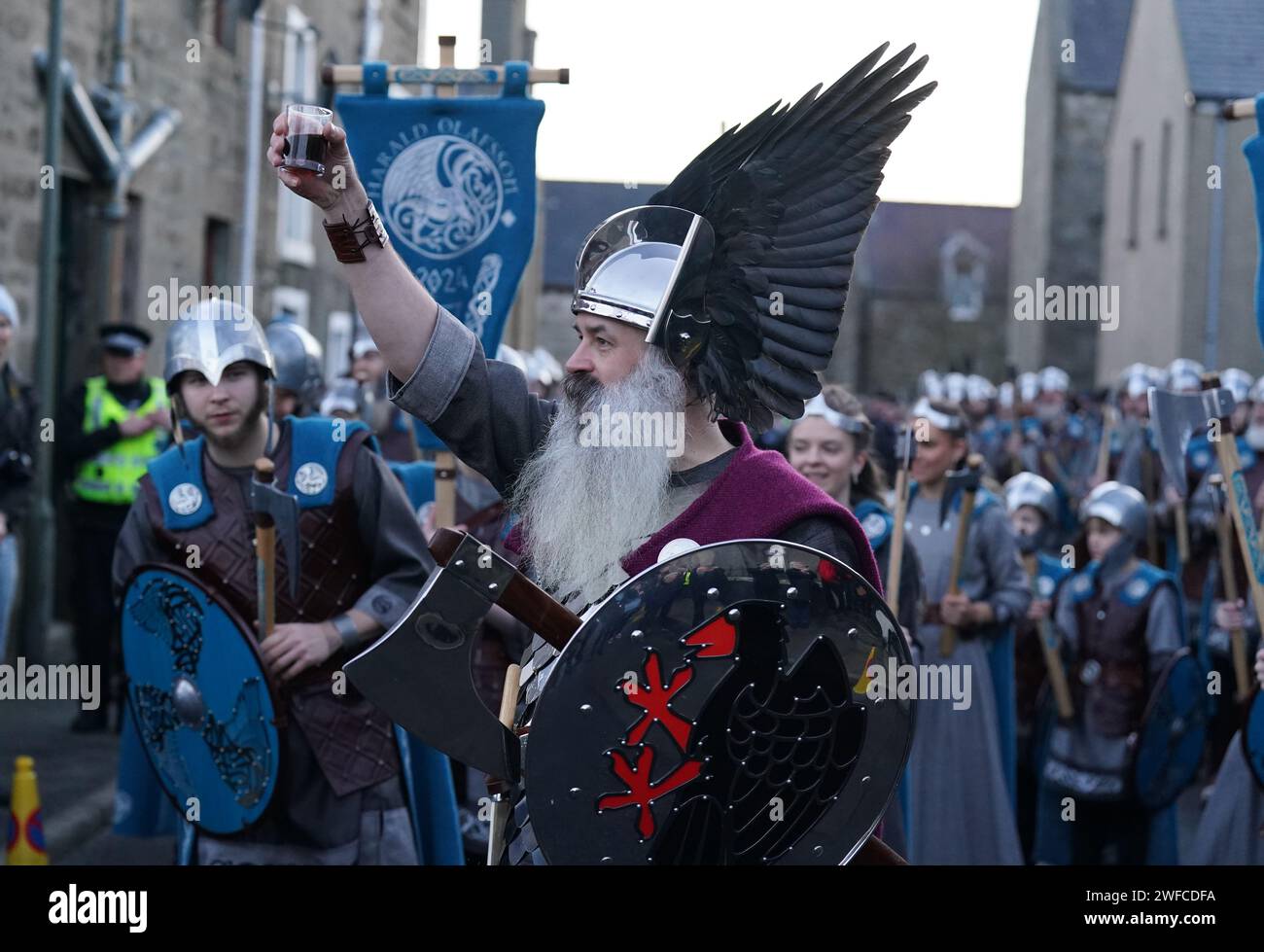 Guizer Jarl Richard Moar leads the Jarl Squad through Lerwick on the ...