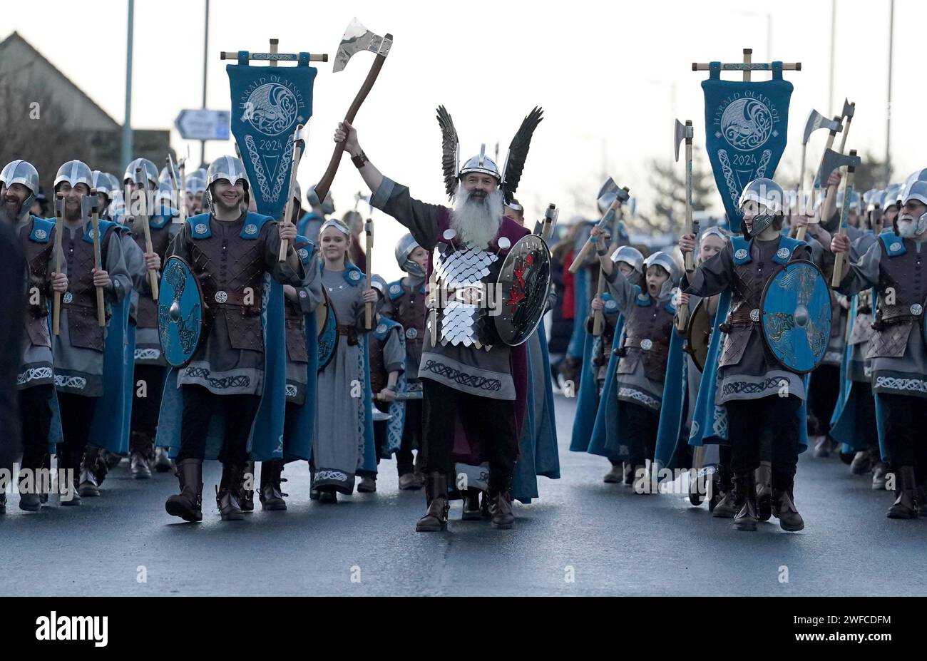 Guizer Jarl Richard Moar leads the Jarl Squad through Lerwick on the ...