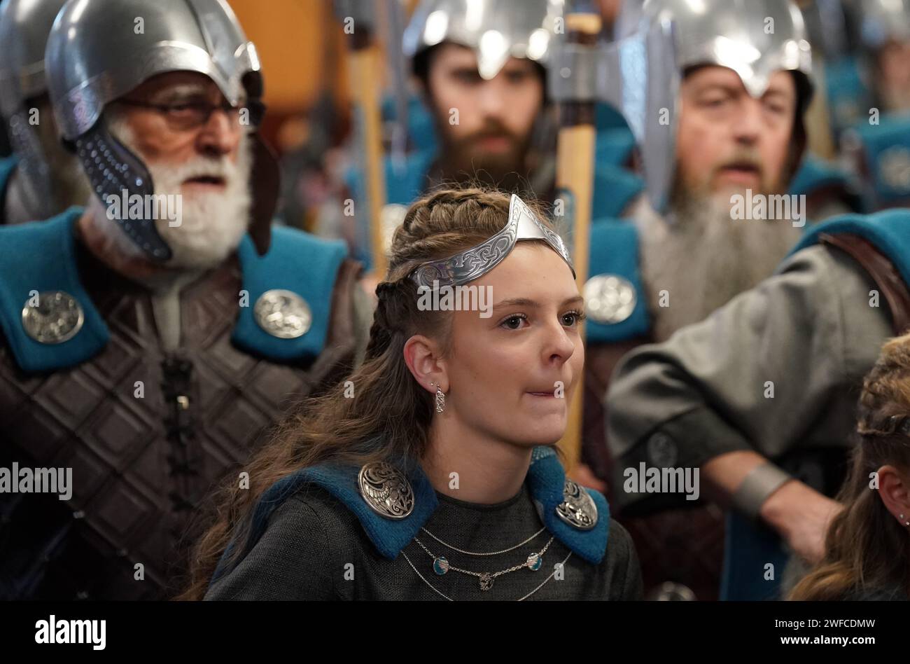 Jarl Squad member Jen Moar the daughter of Guizer Jarl Richard taking ...