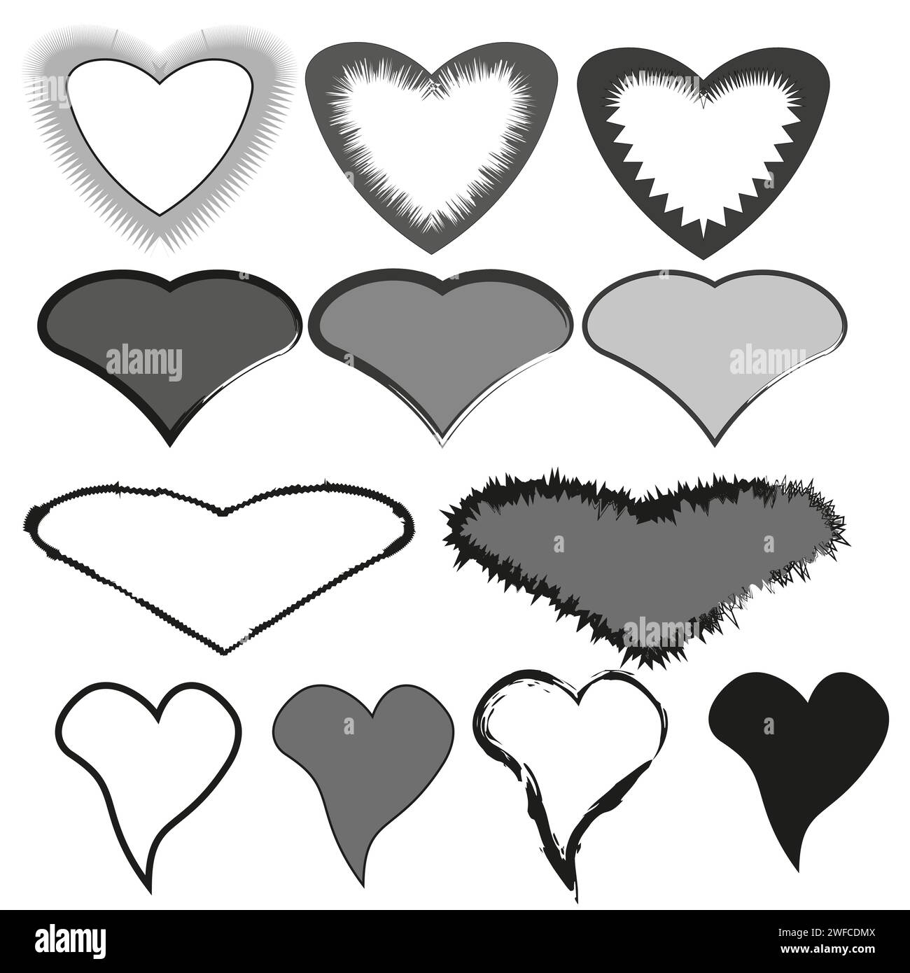 different hearts for celebration design. Vector illustration. Stock ...