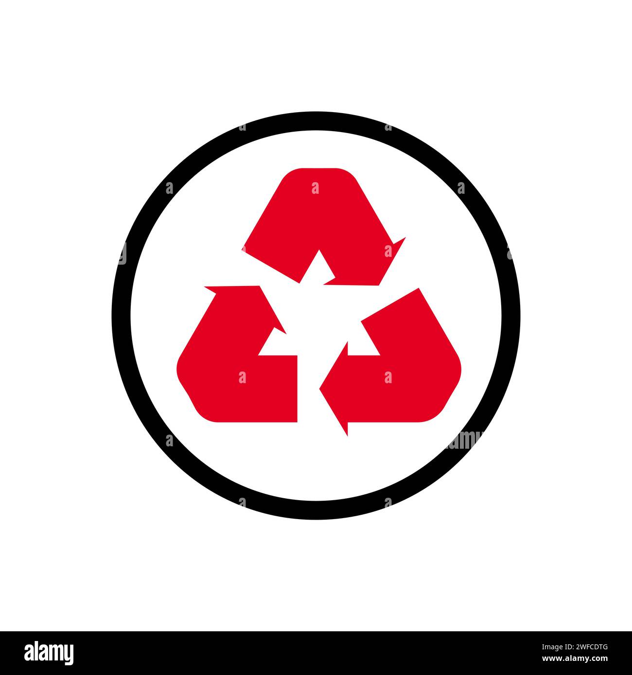 Red recycling sign. Planet earth. Icon symbol. Vector illustration ...