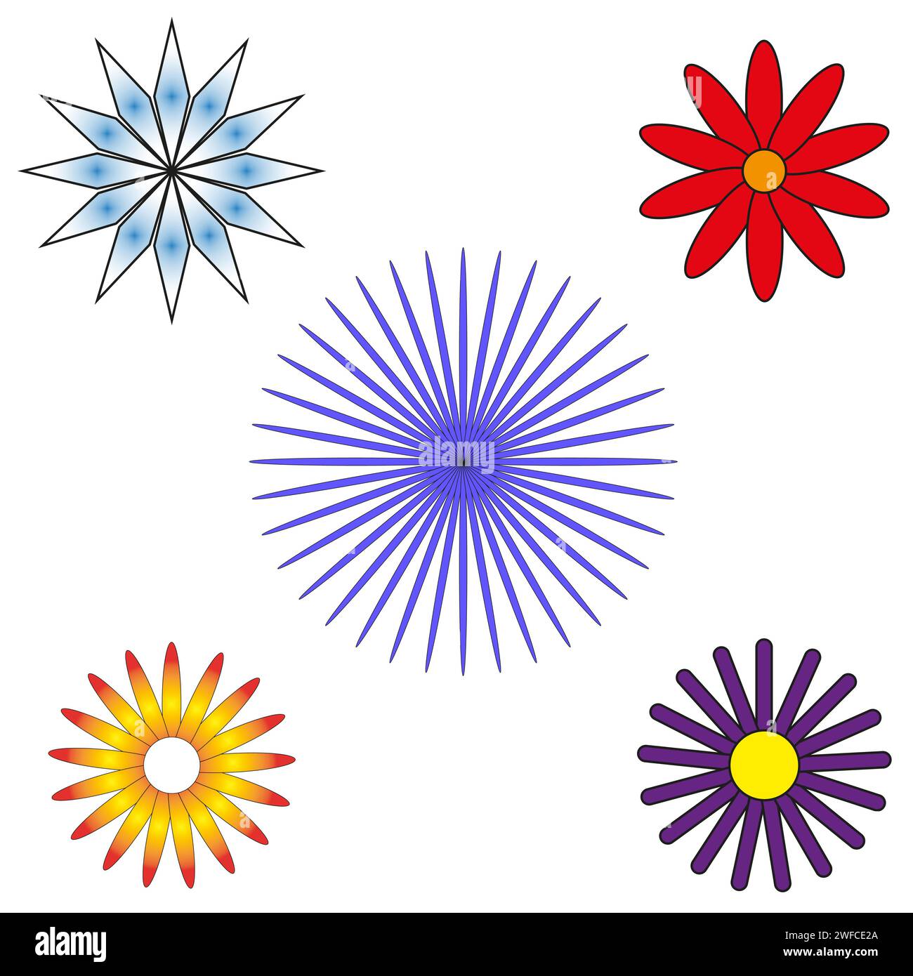 set of cartoon flowers. Vector illustration. stock image. EPS 10 Stock ...