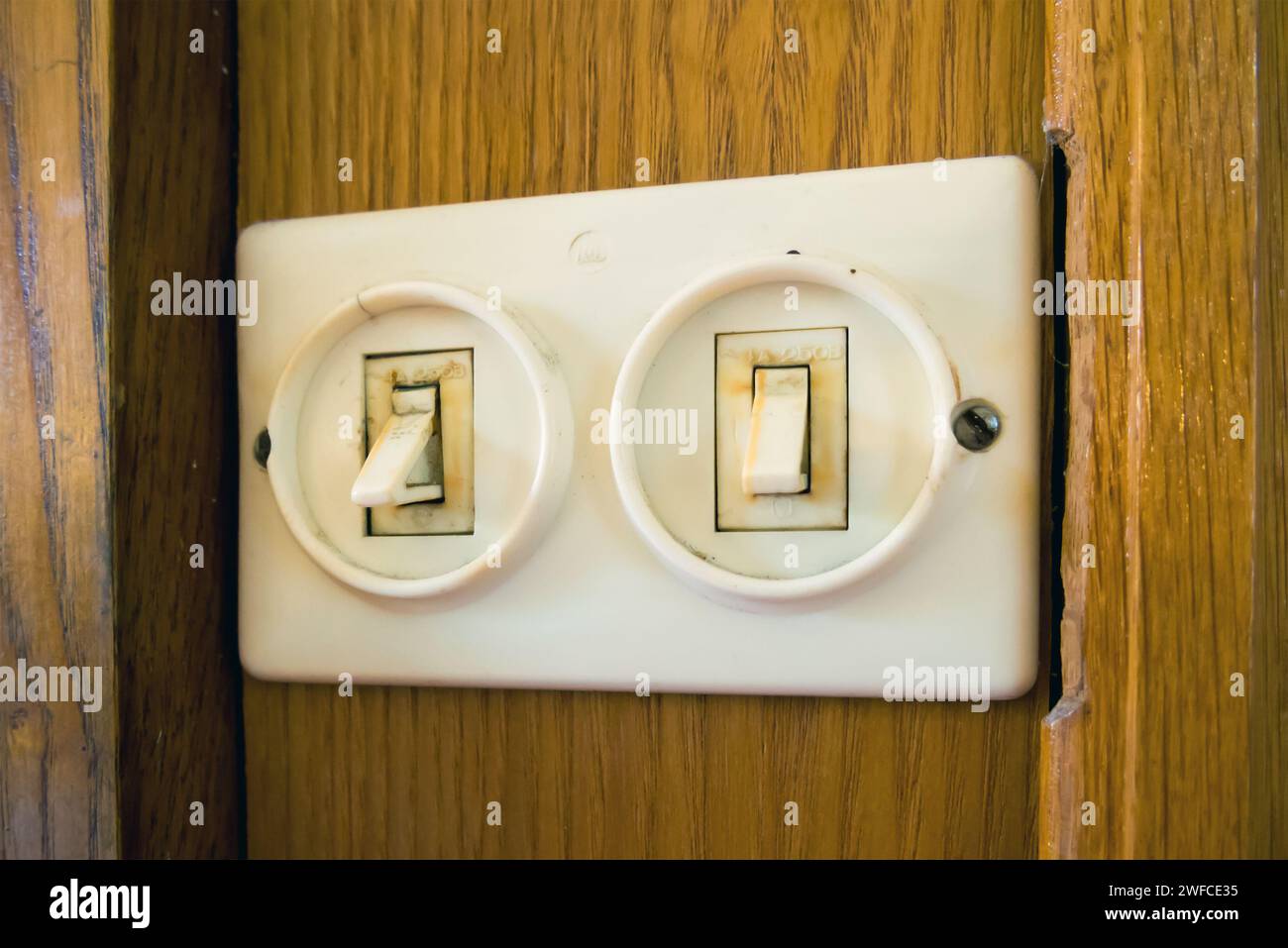 Sochi, Russia - February 12, 2023: USSR-era two-pole light switch Stock ...