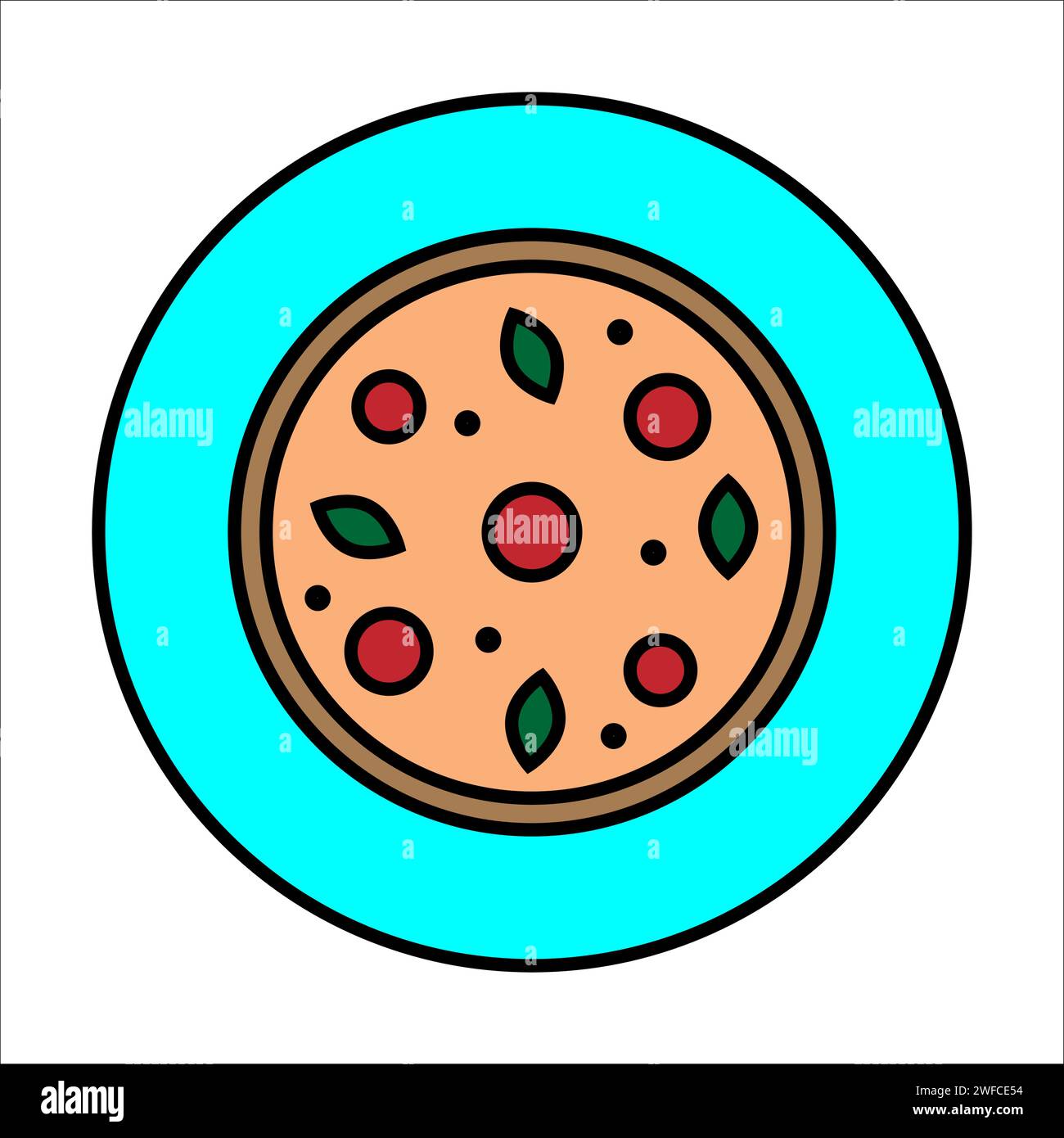Cartoon Pizza Great Design For Any Purposes Simple Illustration White Background Vector