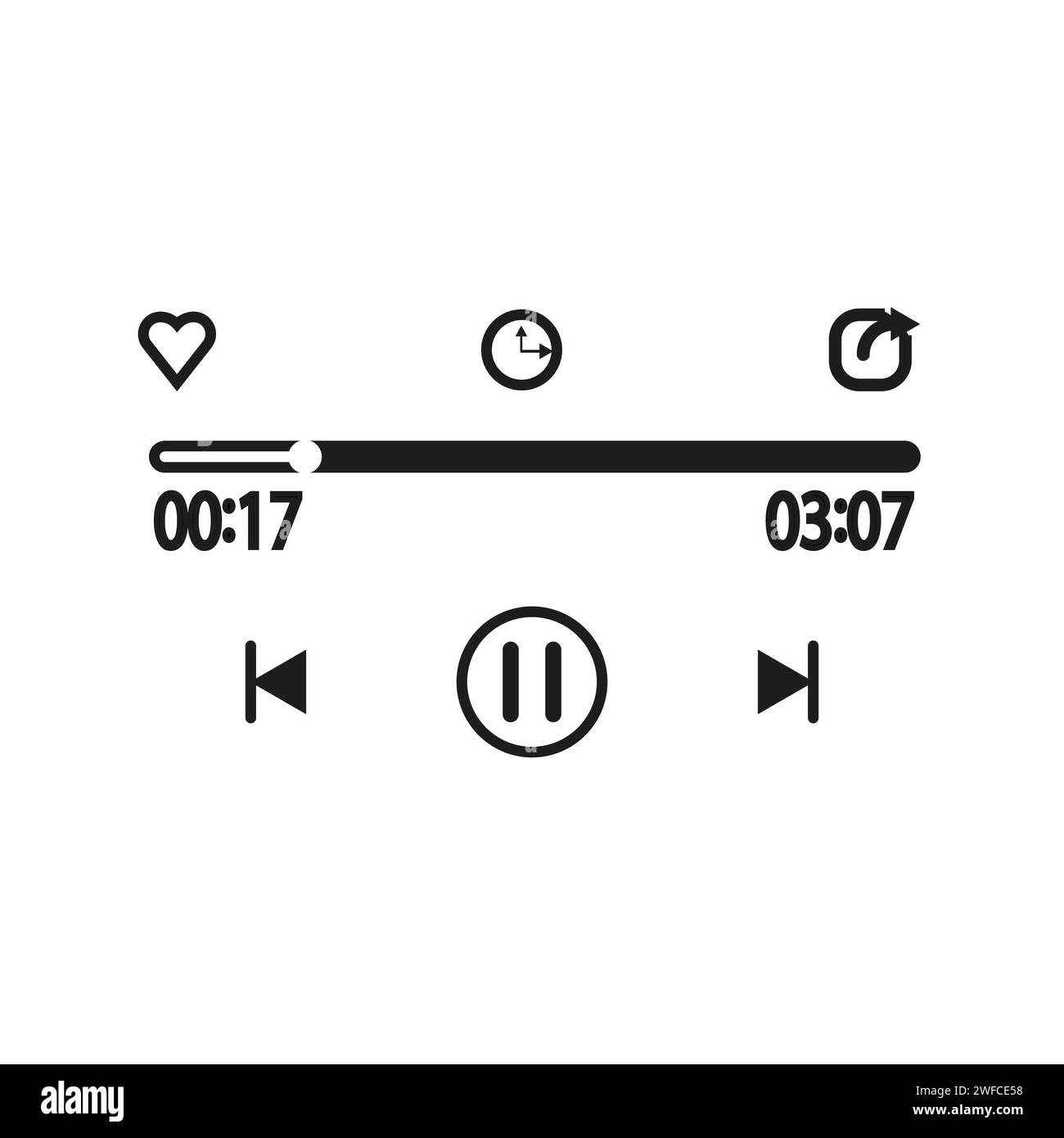 audio player line. Linear icon. Music symbol. Vector illustration ...