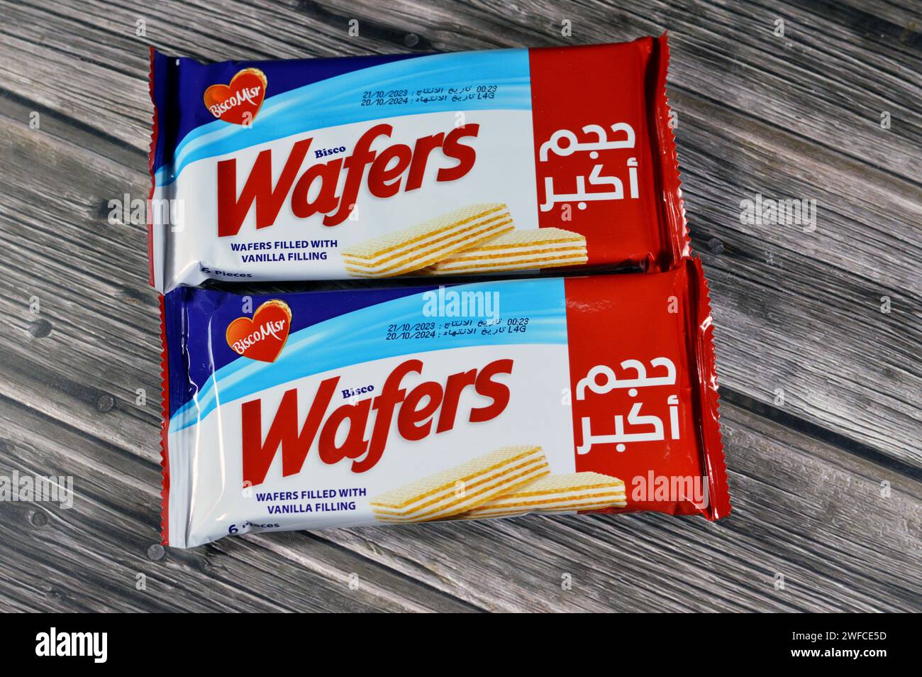 Cairo, Egypt, January 27 2024: Bisco wafers by Bisco Misr, wafers ...