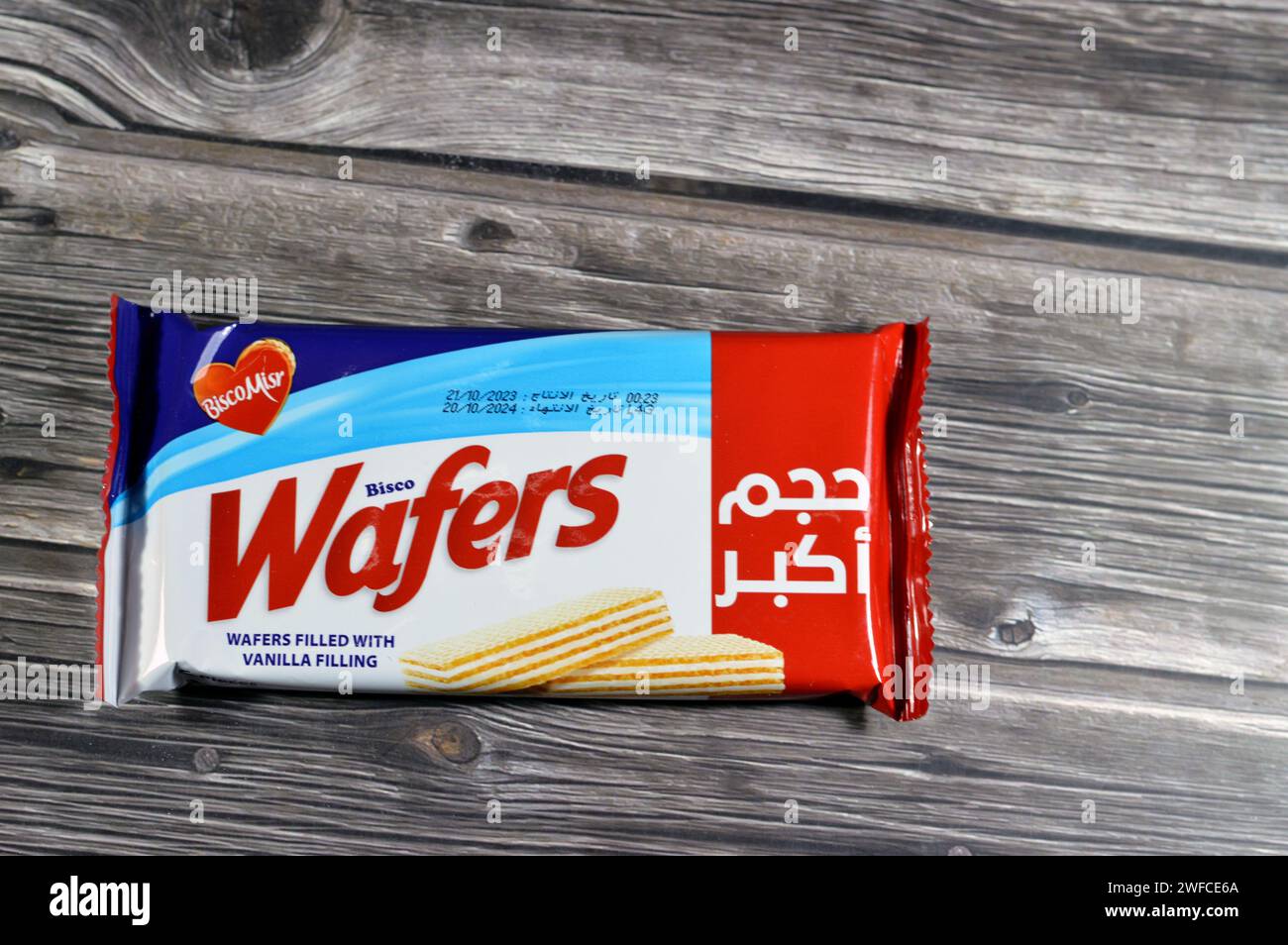 Cairo, Egypt, January 27 2024: Bisco wafers by Bisco Misr, wafers ...