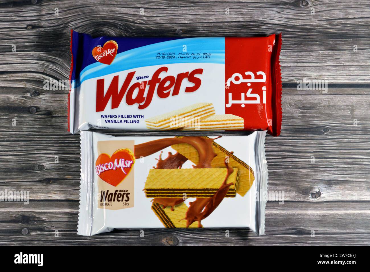 Cairo, Egypt, January 27 2024: Bisco wafers by Bisco Misr, wafers ...