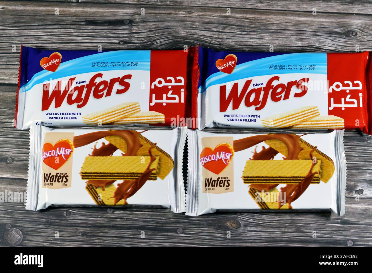 Cairo, Egypt, January 27 2024: Bisco wafers by Bisco Misr, wafers ...