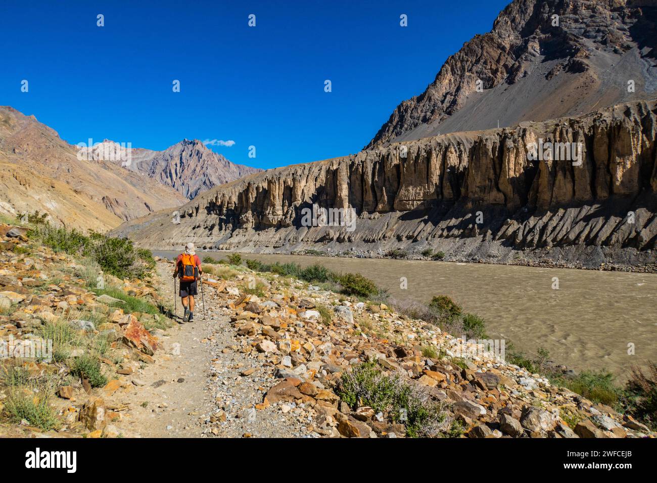 Trekking to Phugtal (Phuktal) Monastery, Zanskar, Ladakh, India Stock ...