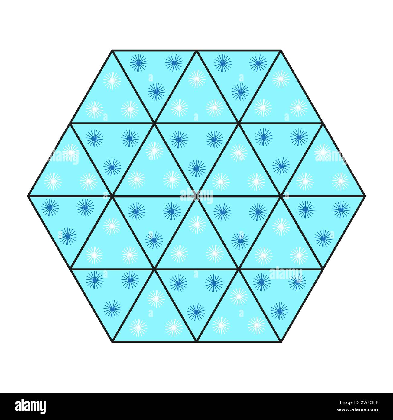 Blue hexagon with snowflakes. White background. Vector illustration ...