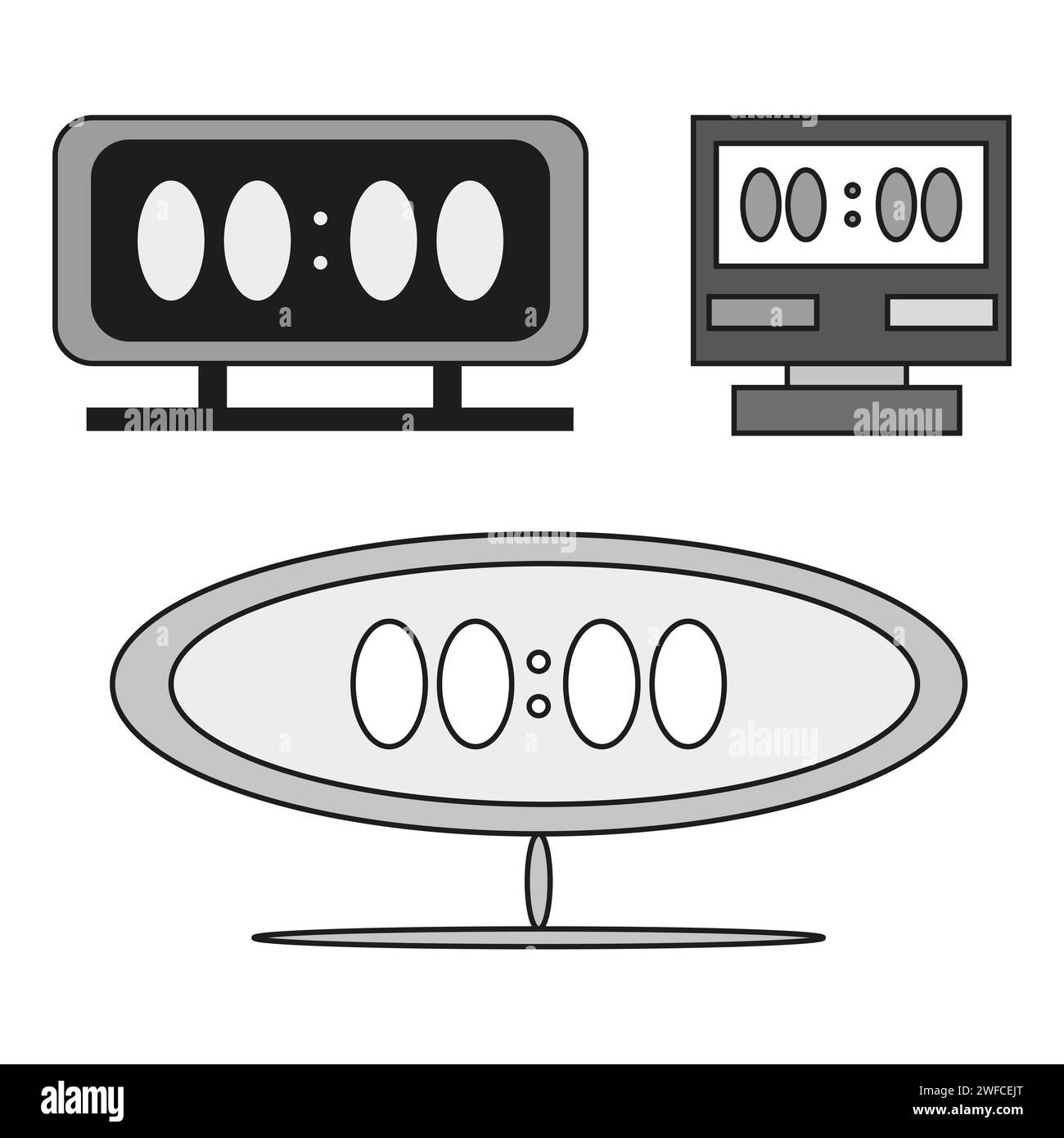 Flat empty electronic clock. Vector illustration. Stock image. EPS 10 ...