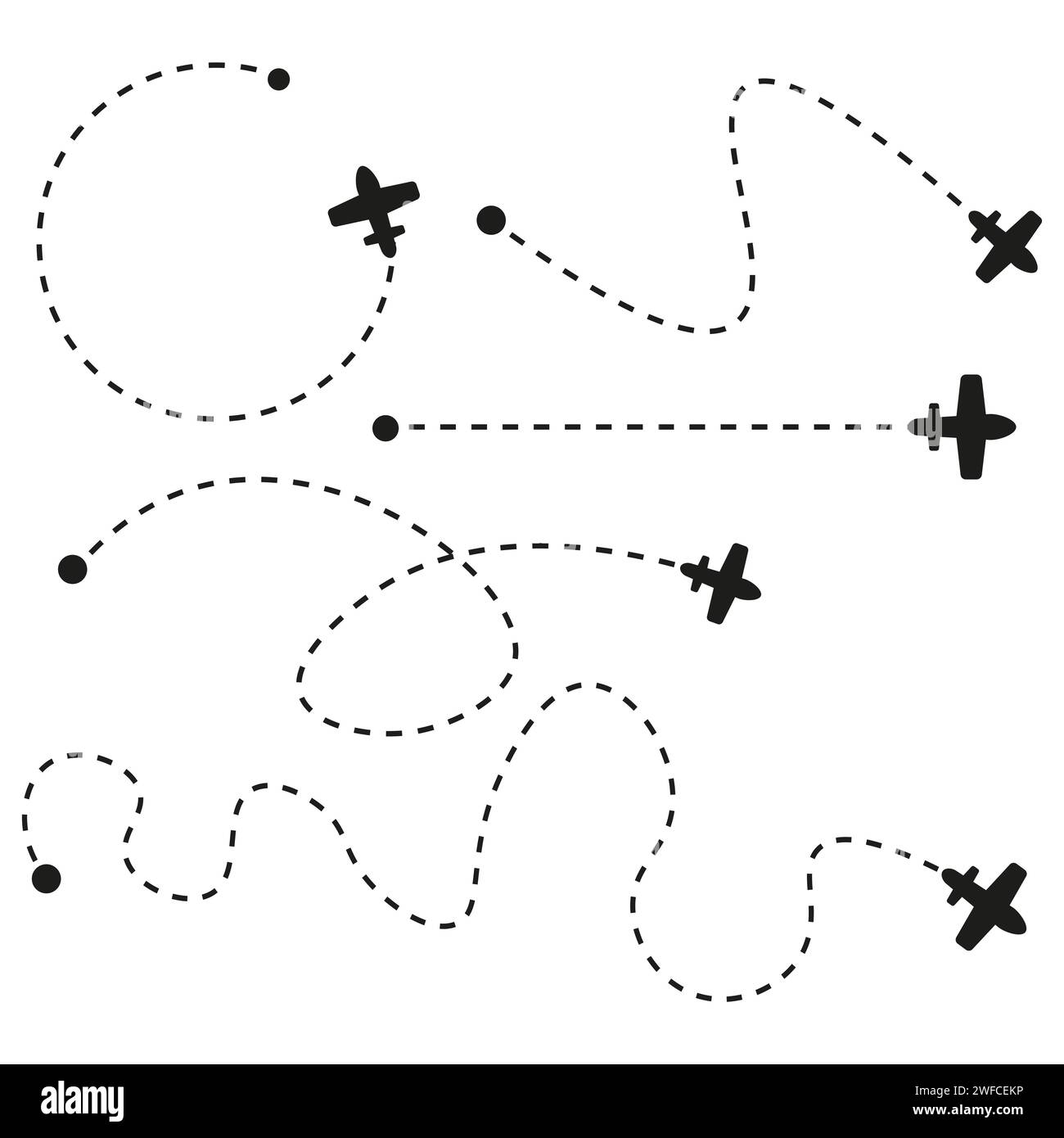 Planes of the way in cartoon style. Travel transport concept. Vector ...