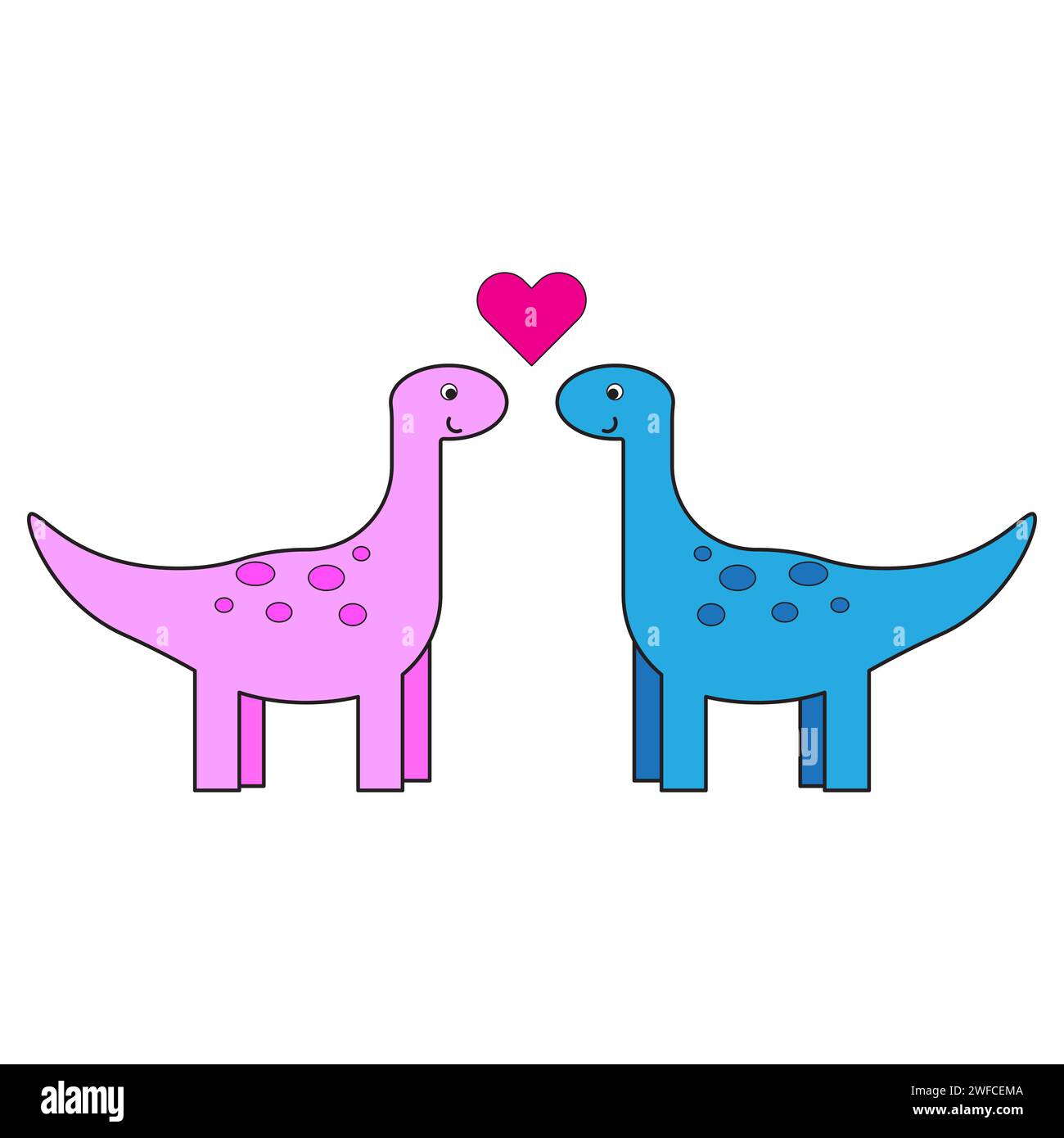 Beautiful flat illustration with love dinosaurs heart. Romantic ...