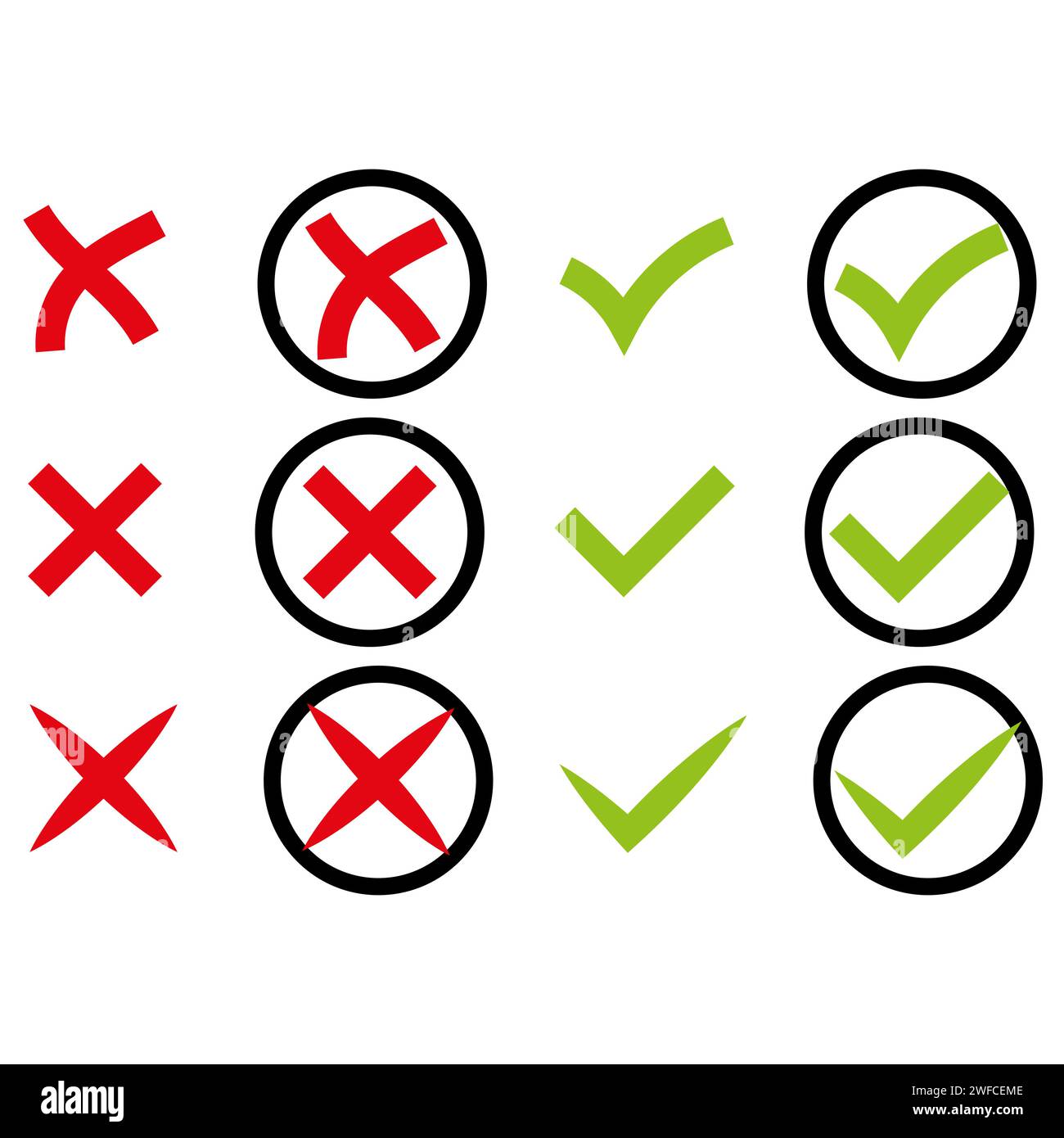 Hand check mark icon wrong right Cut Out Stock Images & Pictures - Alamy