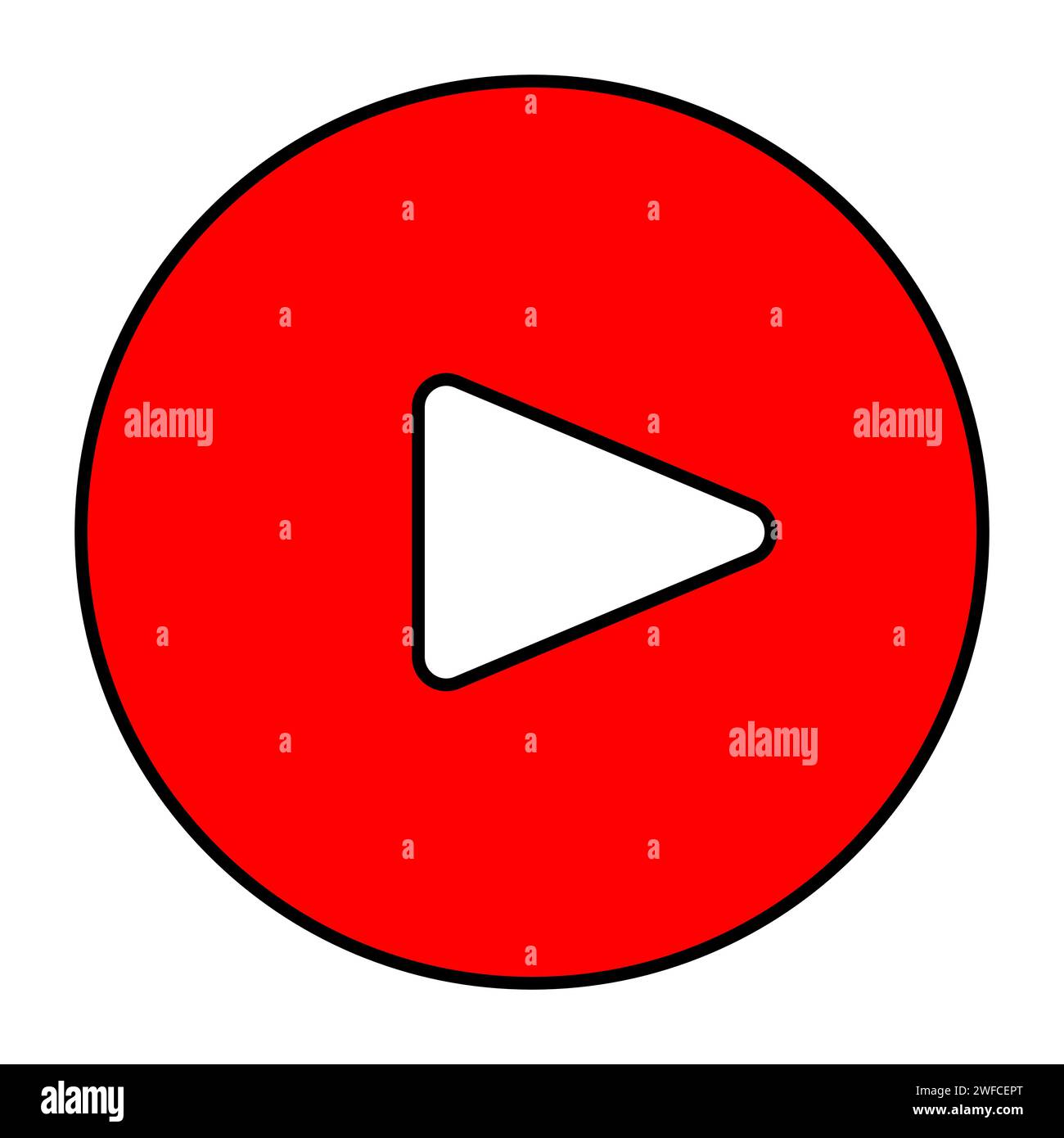 Red play button. in modern style. Circle triangle. Internet technologies. Vector illustration ...