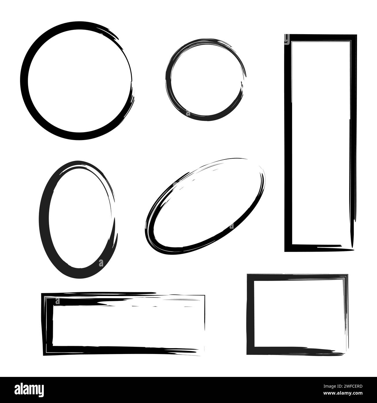 Abstract freehand shapes. Ink brush stroke drawing. Brush texture ...