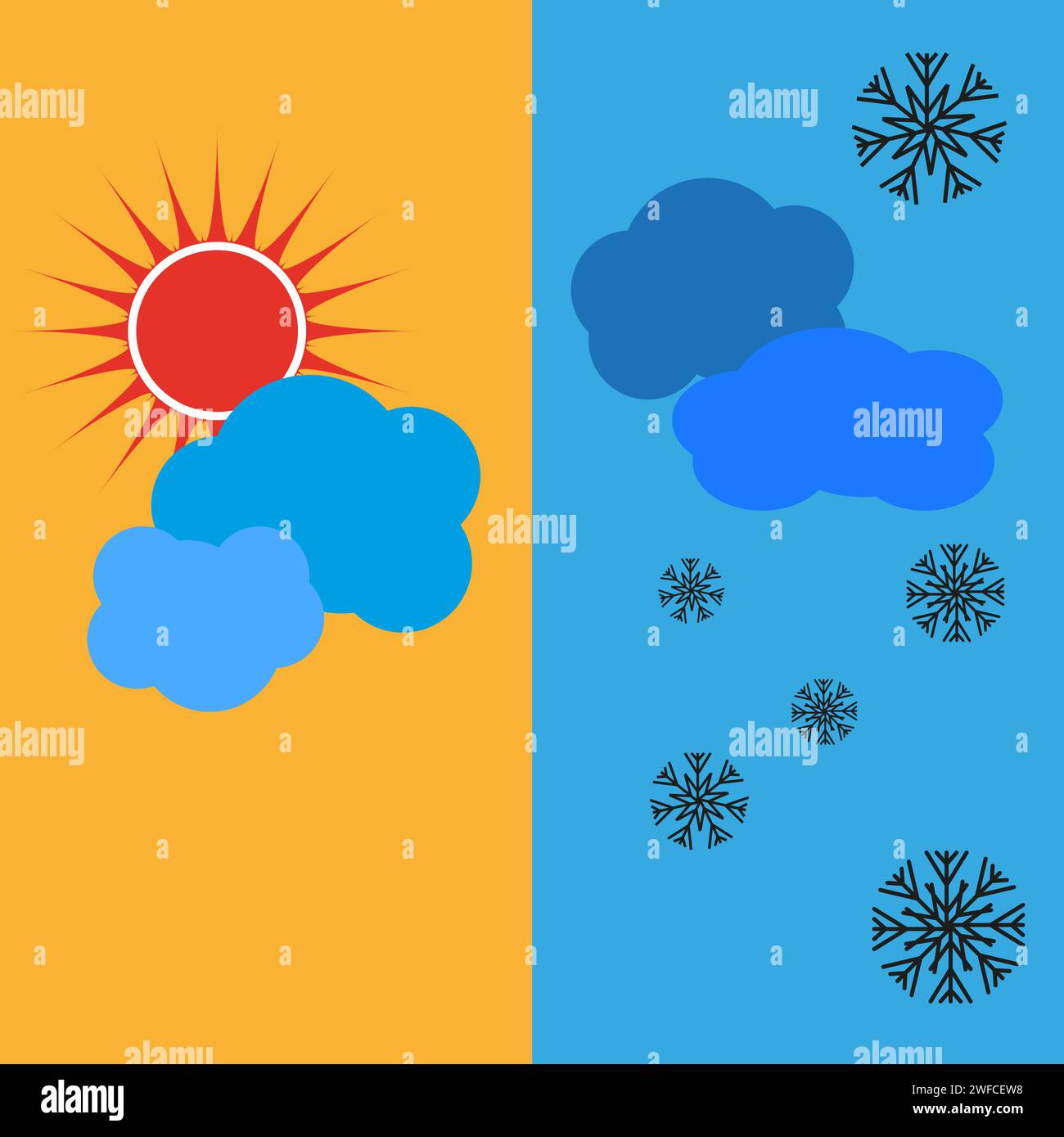 sun snow weather. Icon set cloud weather. Vector illustration. Stock ...