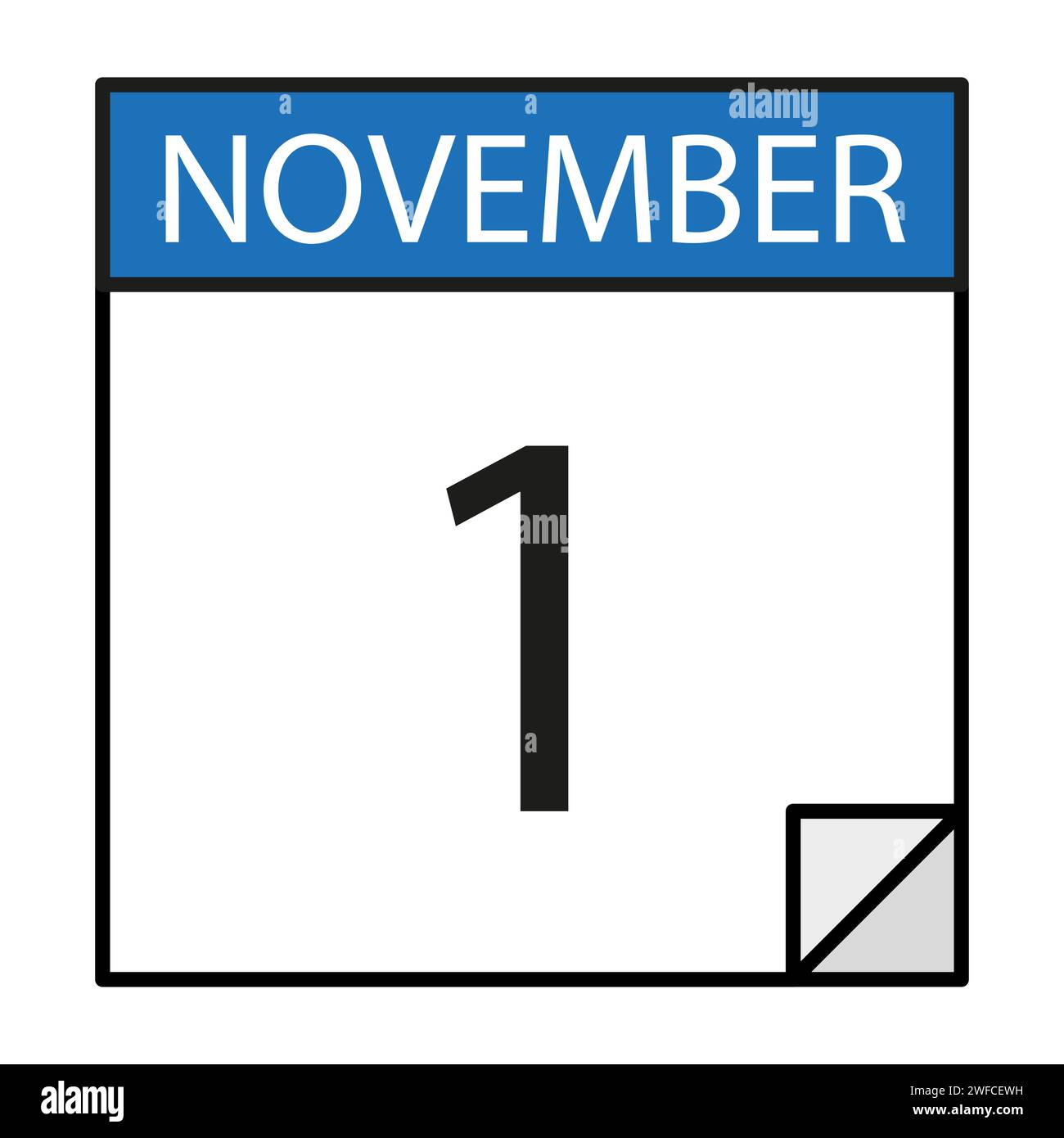 November 1 calendar sheet. Diary calendar. Calendar reminder. Vector ...