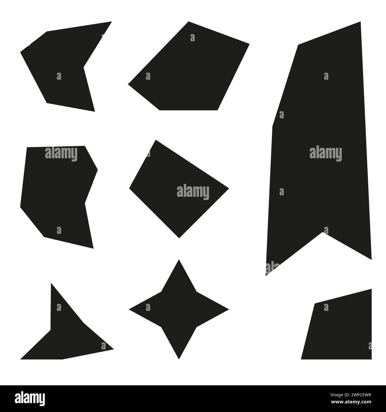 Black geometric shapes corner effect on white background. Vector ...