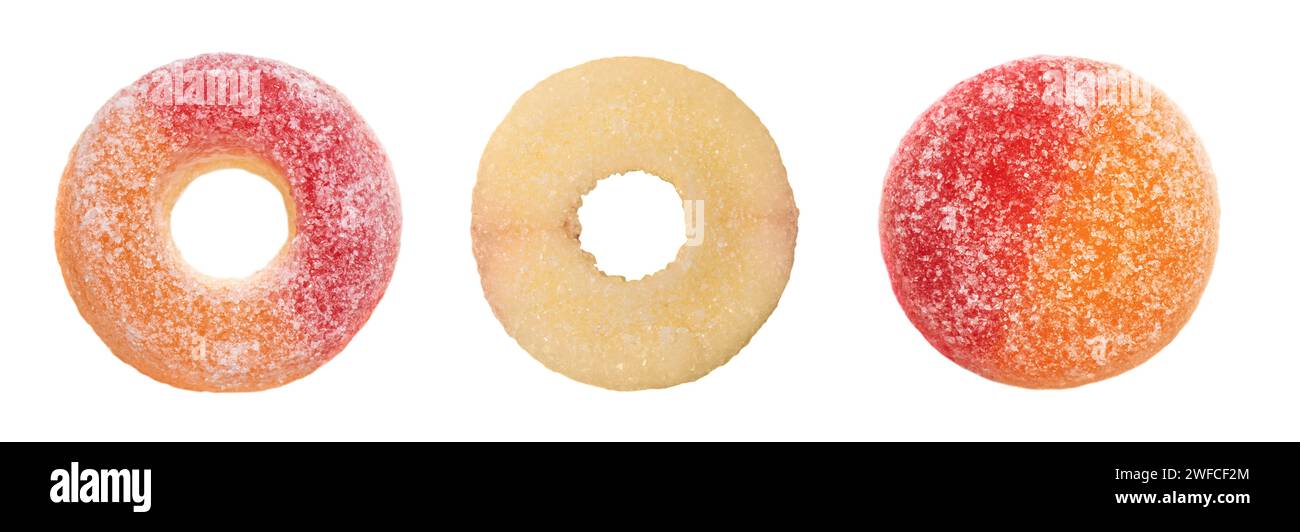 sweets peach ring gummy candies on the white background Stock Photo - Alamy