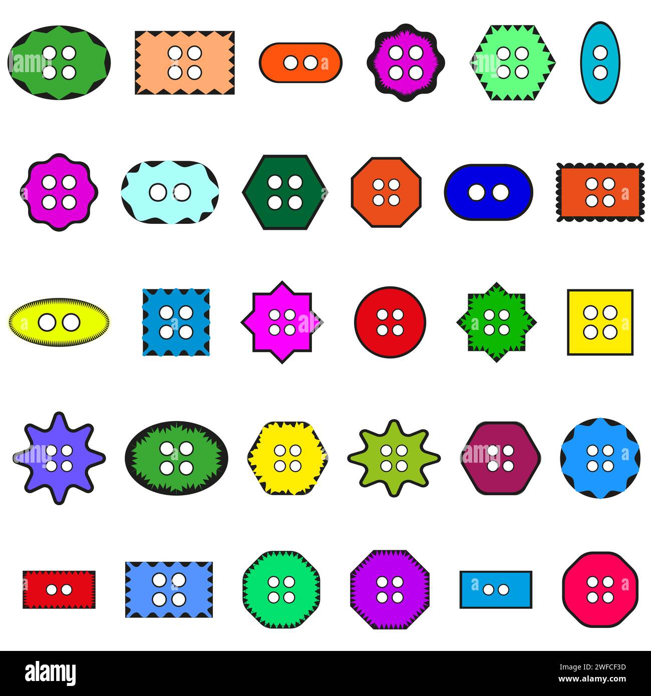 Cartoon different colored buttons clothes. Vector illustration. stock ...