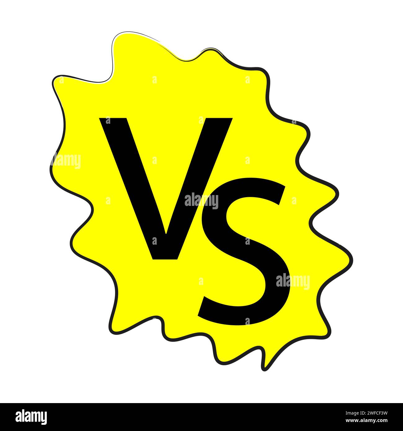 Versus icon. VS sign. Yellow abstract frame. Creative logotype. Cartoon ...