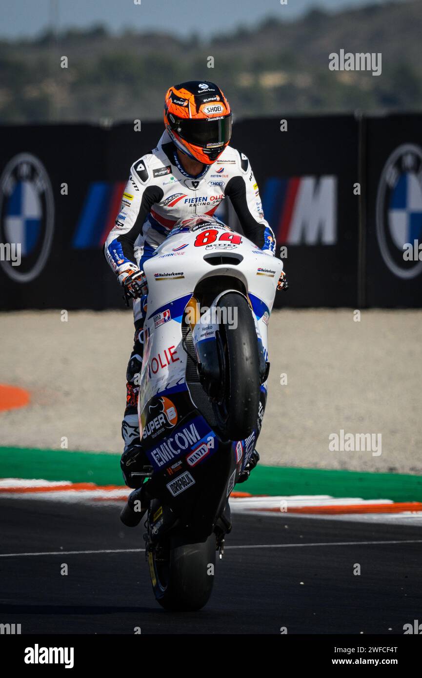 Dutch Moto2 rider Zonta Van Den Goobergh celebrating the end of the ...