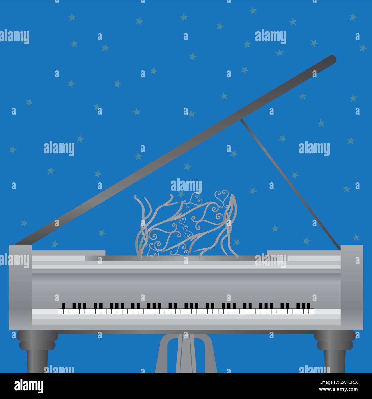 White grand piano retro style Stock Vector Image & Art - Alamy