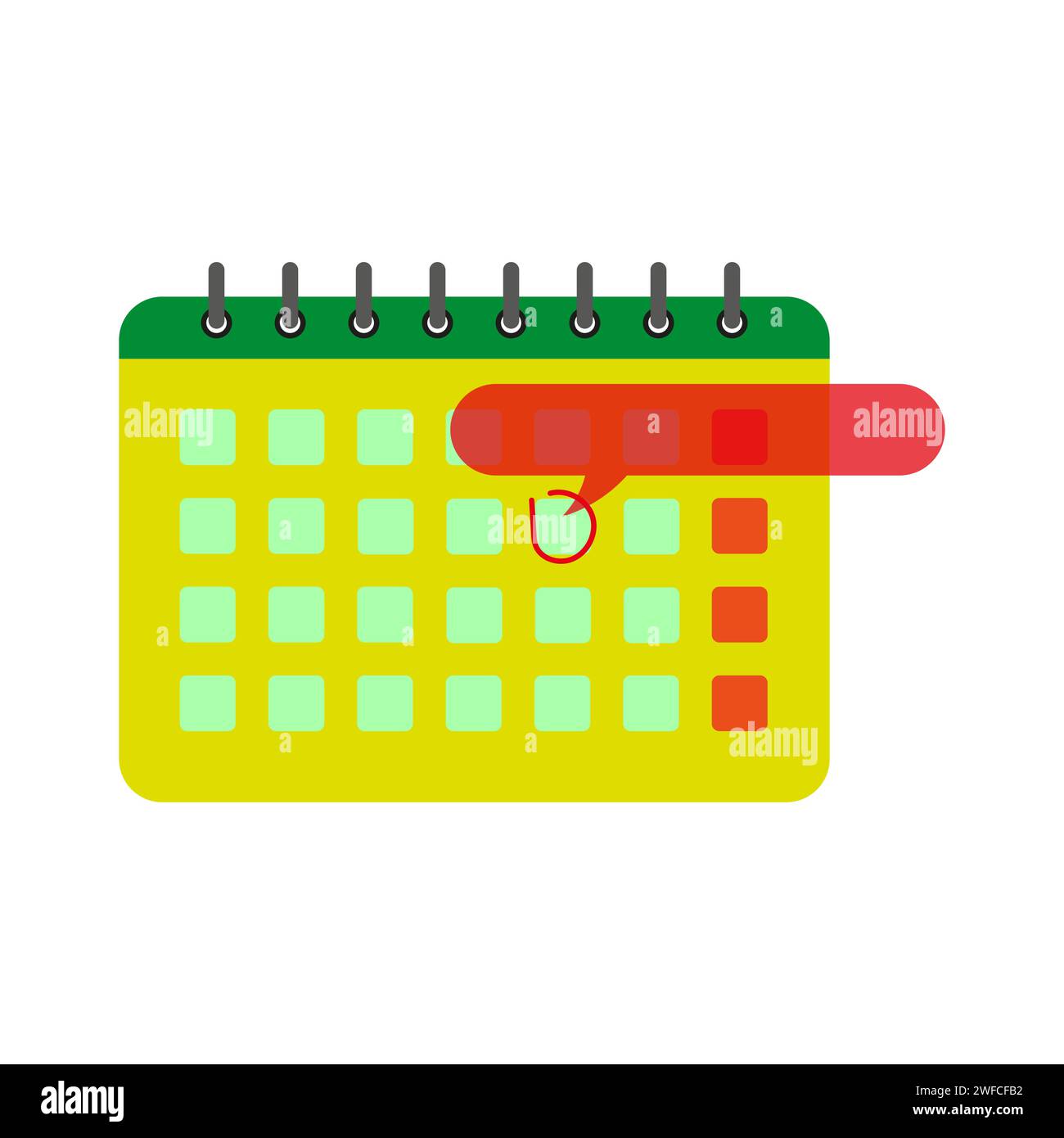 Green cartoon calendar. Monthly calendar. Diary calendar. Vector ...