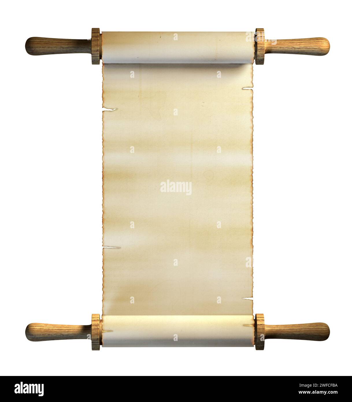 Old paper scroll on white background. Digital illustration, clipping ...