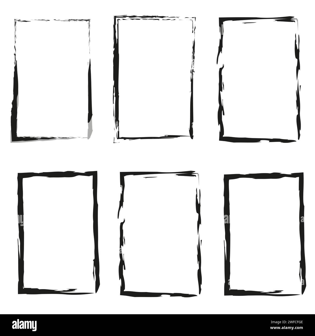 Brush figures of different shapes. Black and white frames. Edge frame ...