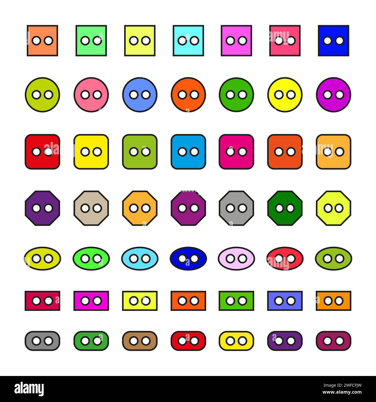 set colored clothing buttons. Cartoon set clothing buttons. Vector ...