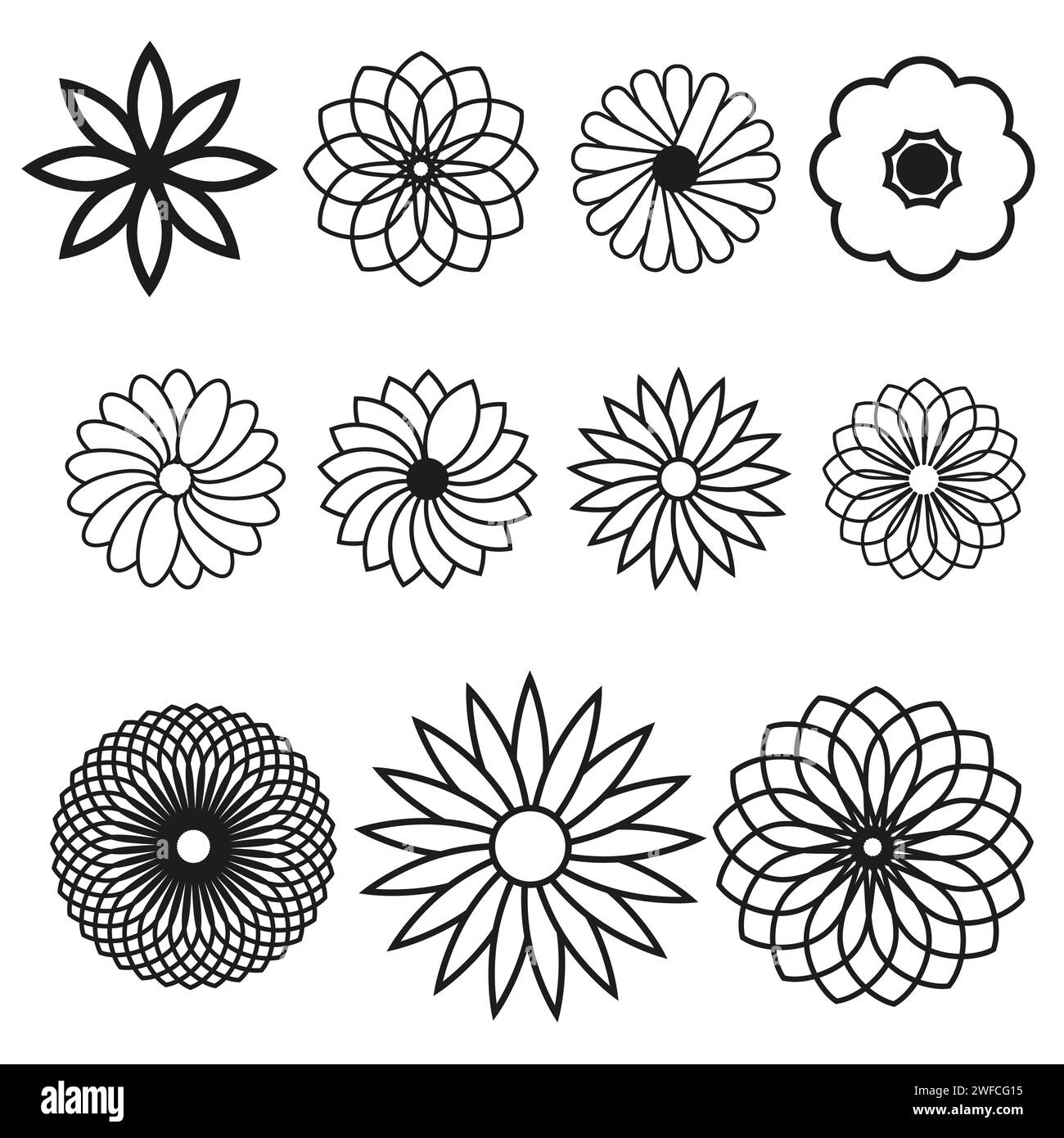 icon Geometric flowers. Vector illustration. Stock image. EPS 10 Stock ...