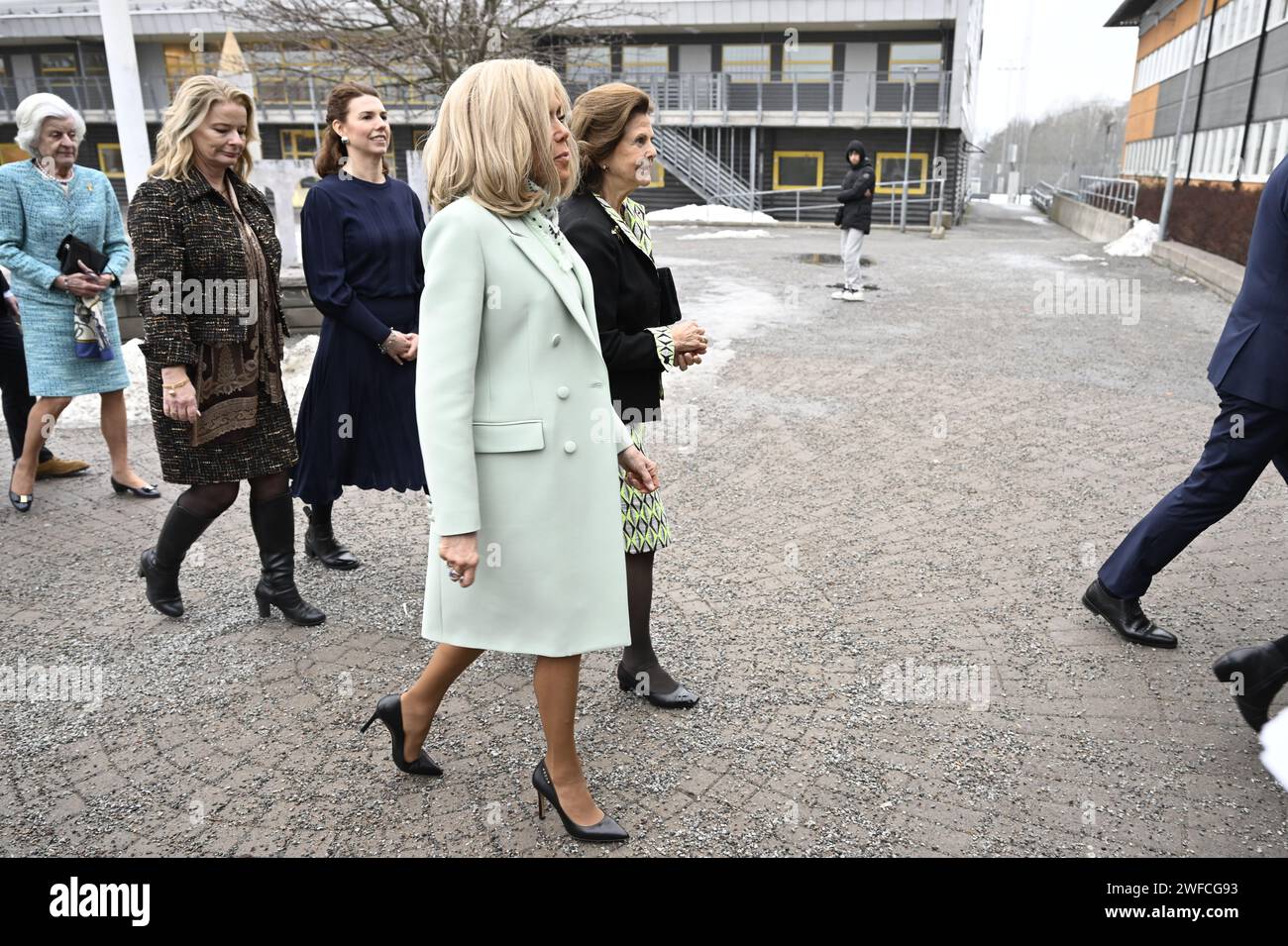 Queen Silvia and Mrs Brigitte Macron visit Rinkebyskolan, in Stockholm ...