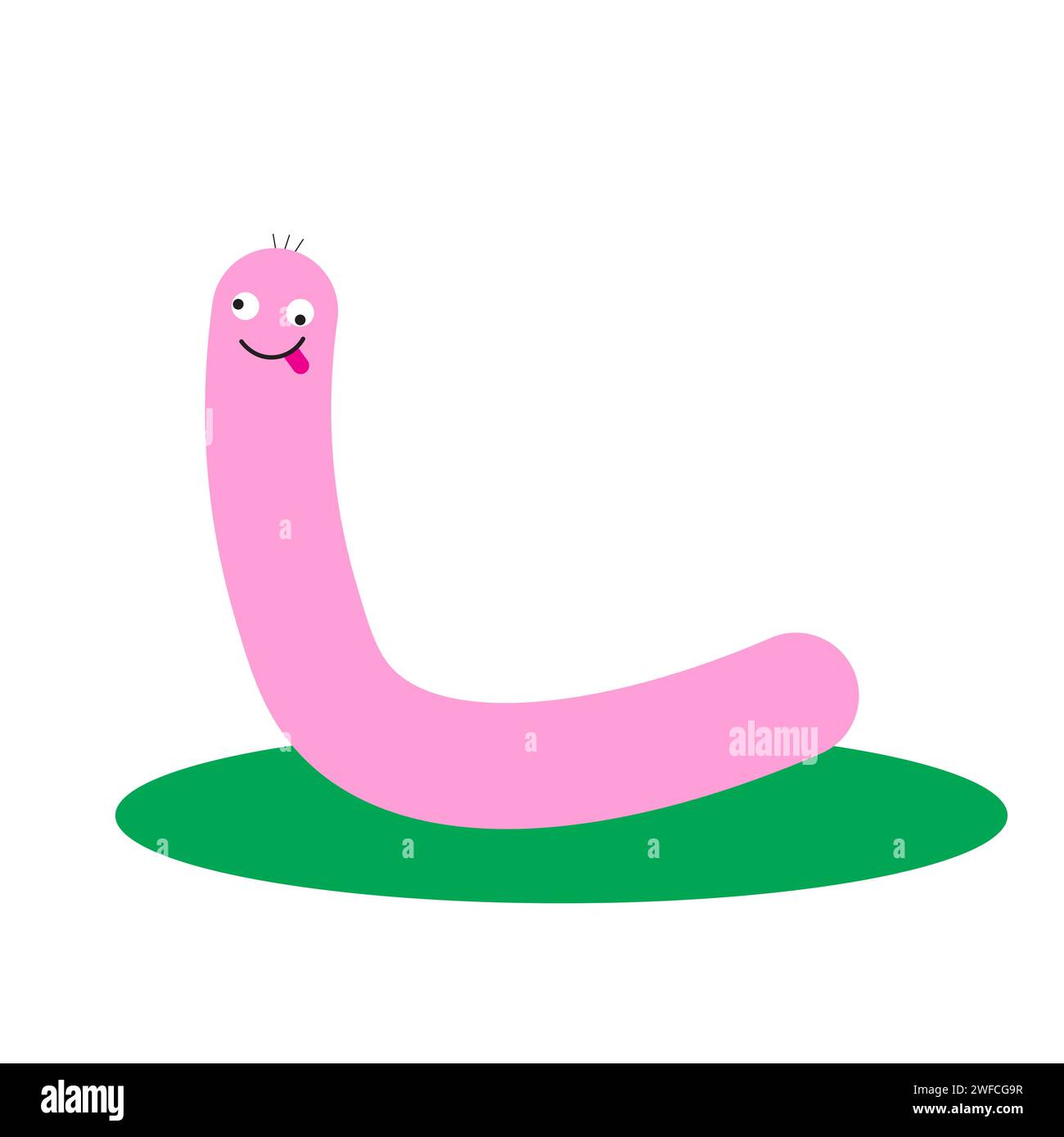 Cartoon worm on white background. Happy face. Funny cute comic ...