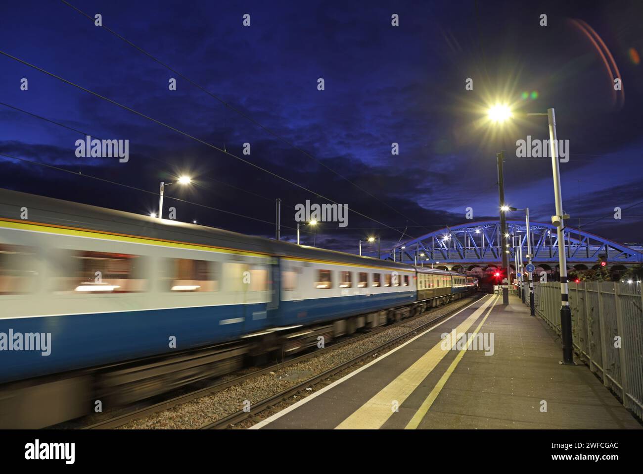 Old rolling stock train carriages including Inter City ones, leaving ...