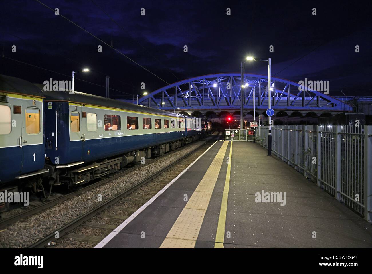Old rolling stock train carriages including Inter City ones, leaving ...