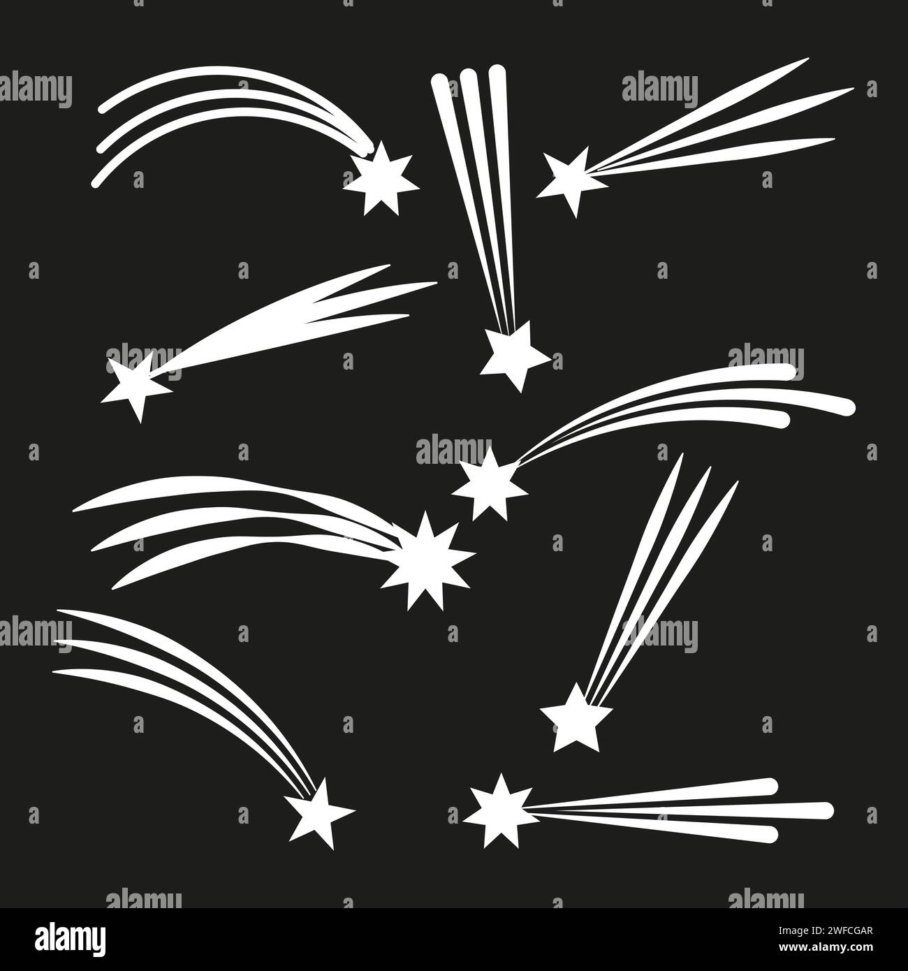 White stars falling black background. Star icon. Vector illustration ...