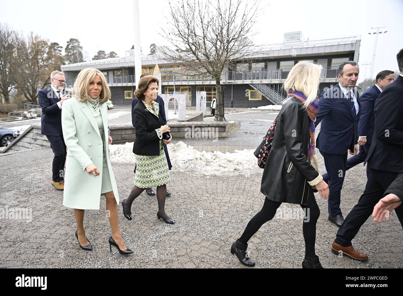 Queen Silvia and Mrs Brigitte Macron visit Rinkebyskolan, in Stockholm ...