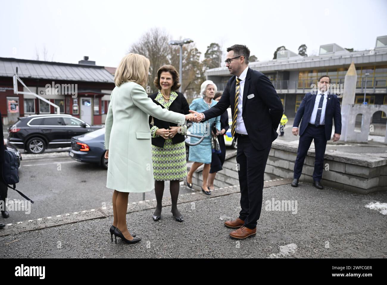 Queen Silvia and Mrs Brigitte Macron visit Rinkebyskolan, in Stockholm ...