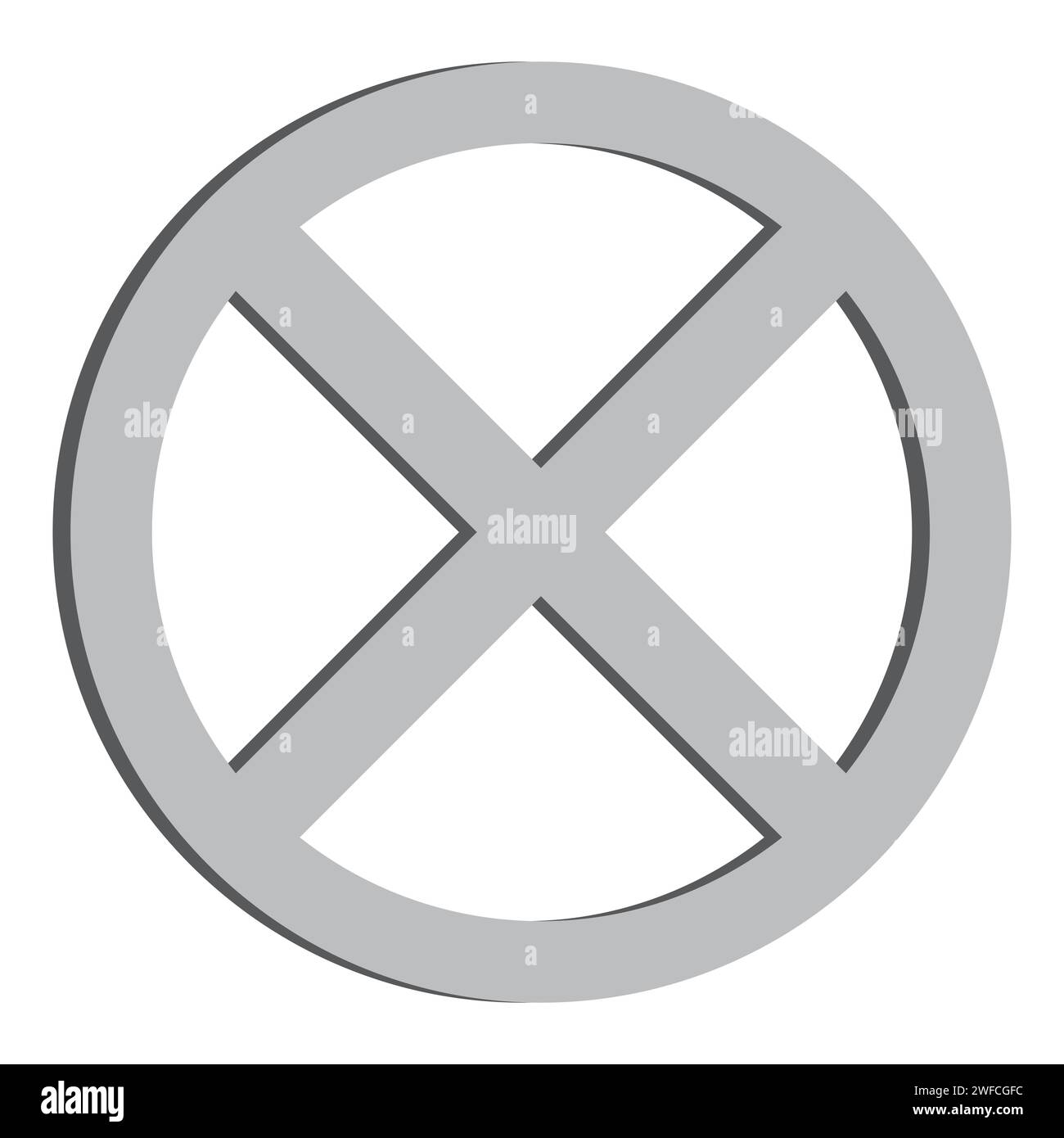 Gray sign no stop. Icon symbol ban. Mark prohibited. Sign forbidden ...
