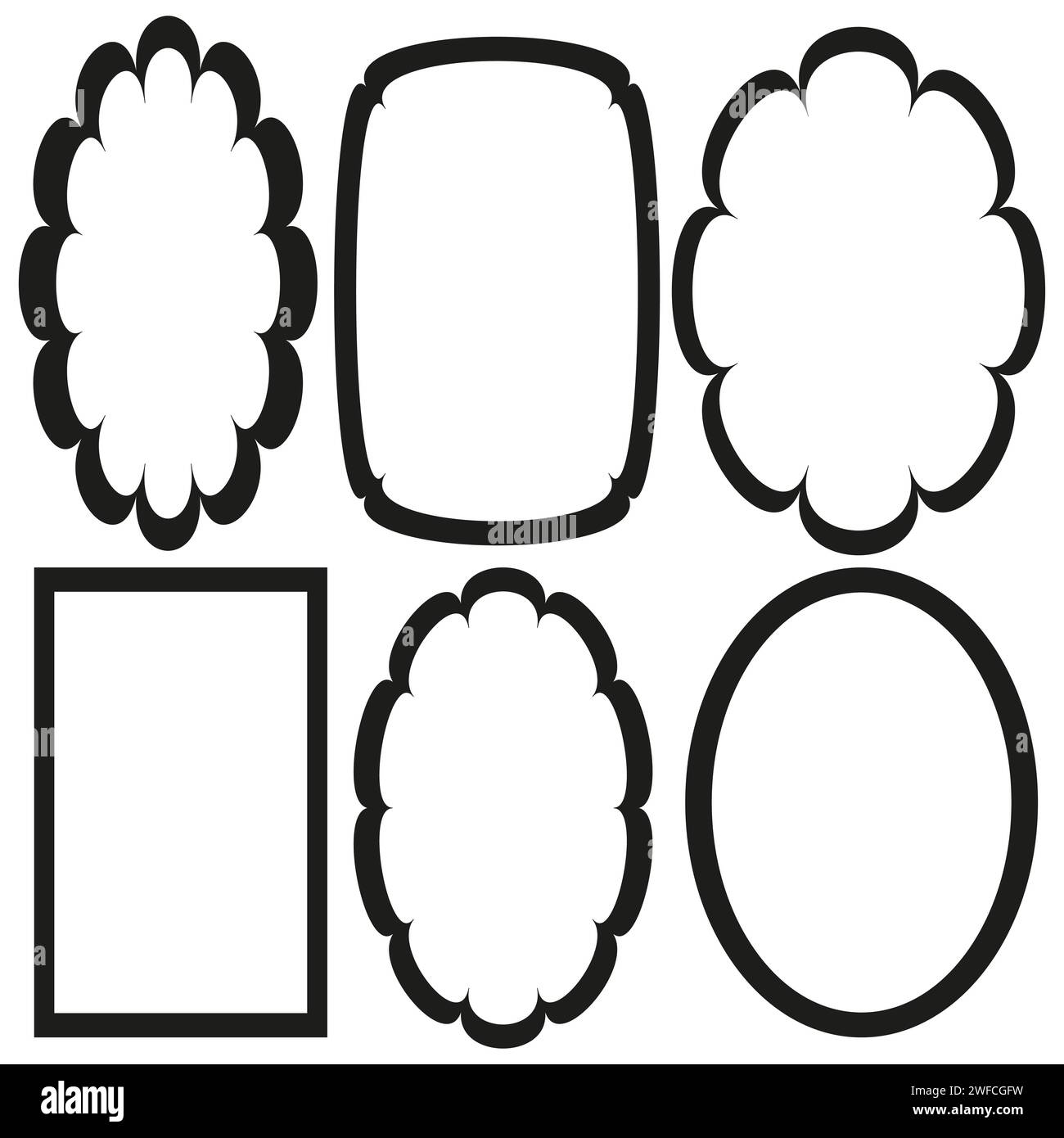 Different frames in cartoon style. Contemporary design. Square frame ...