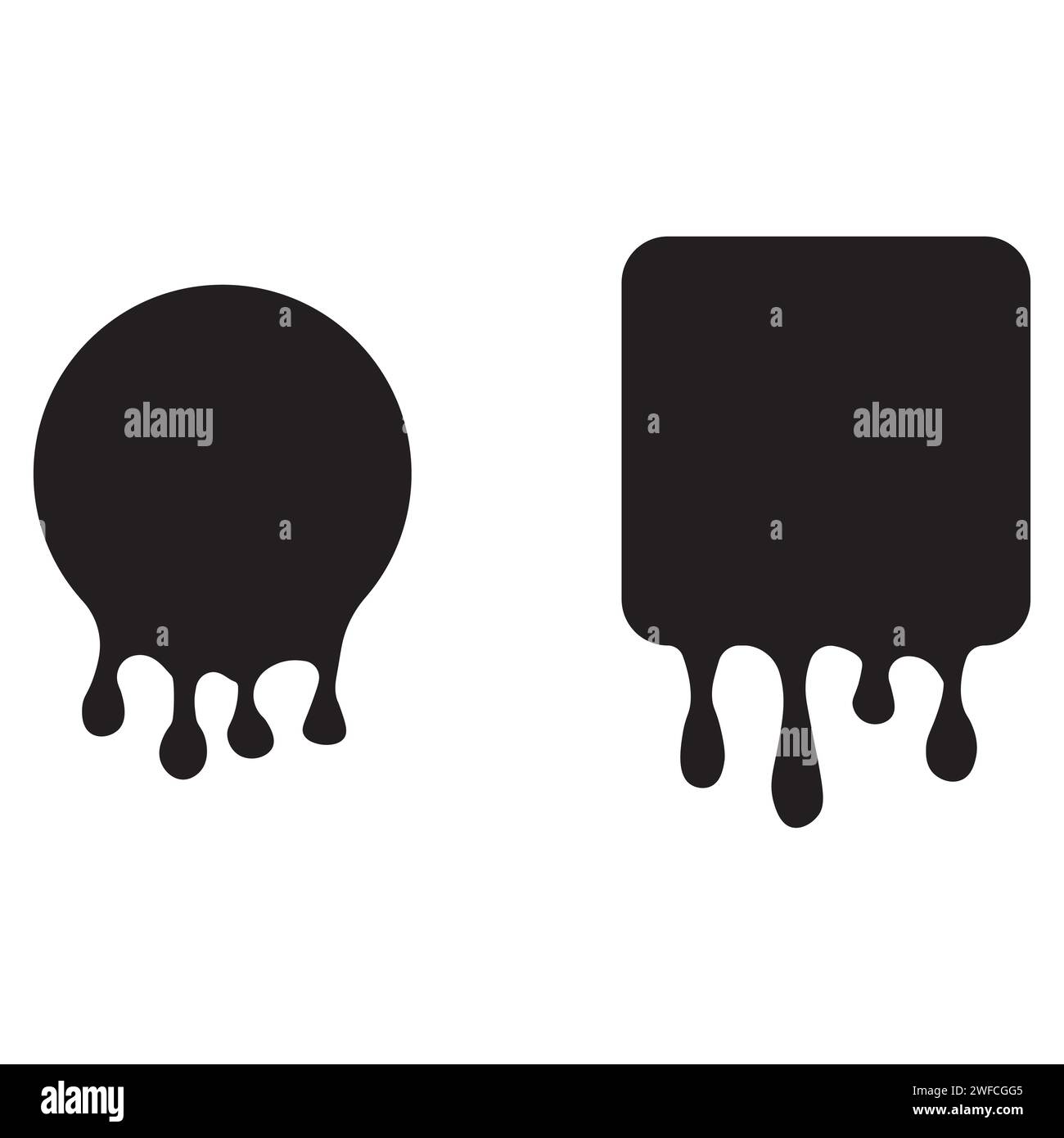 Illustration with black the figures are melting. Set collection. Design ...