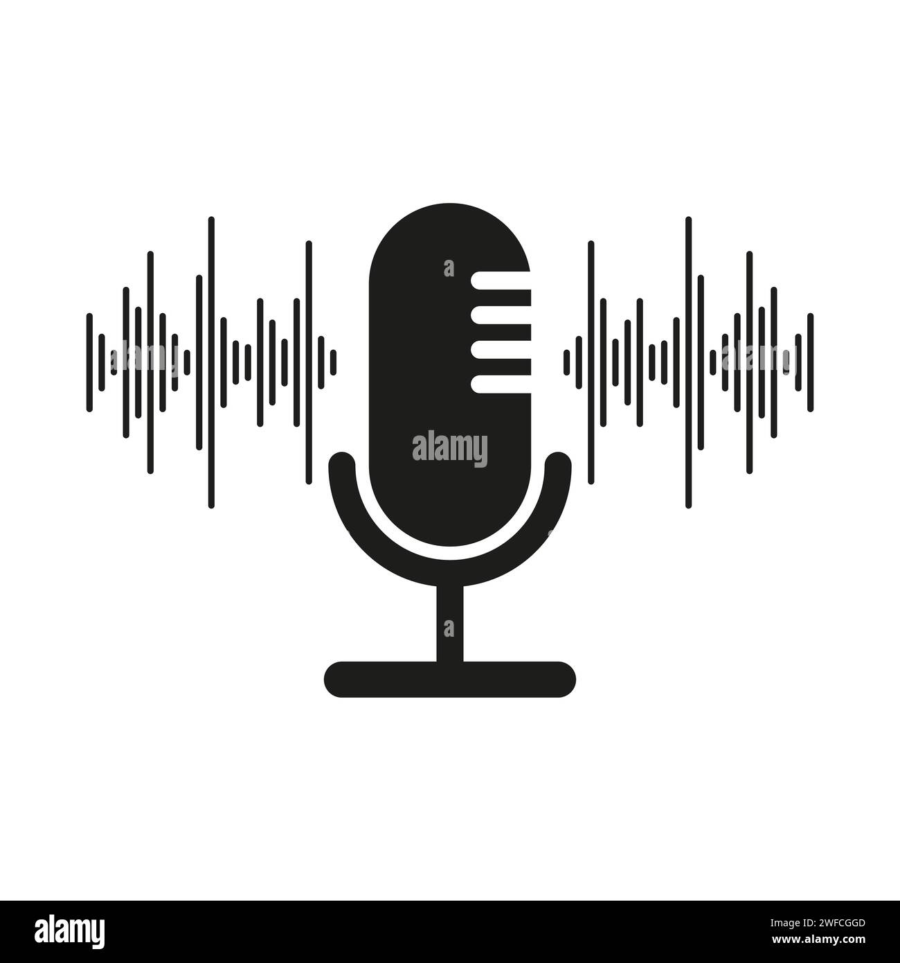 Microphone sound wave. Record audio message. Music track sound wave ...