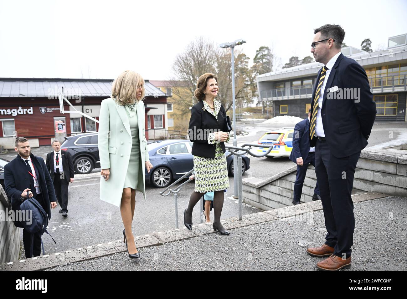 Queen Silvia and Mrs Brigitte Macron visit Rinkebyskolan, in Stockholm ...