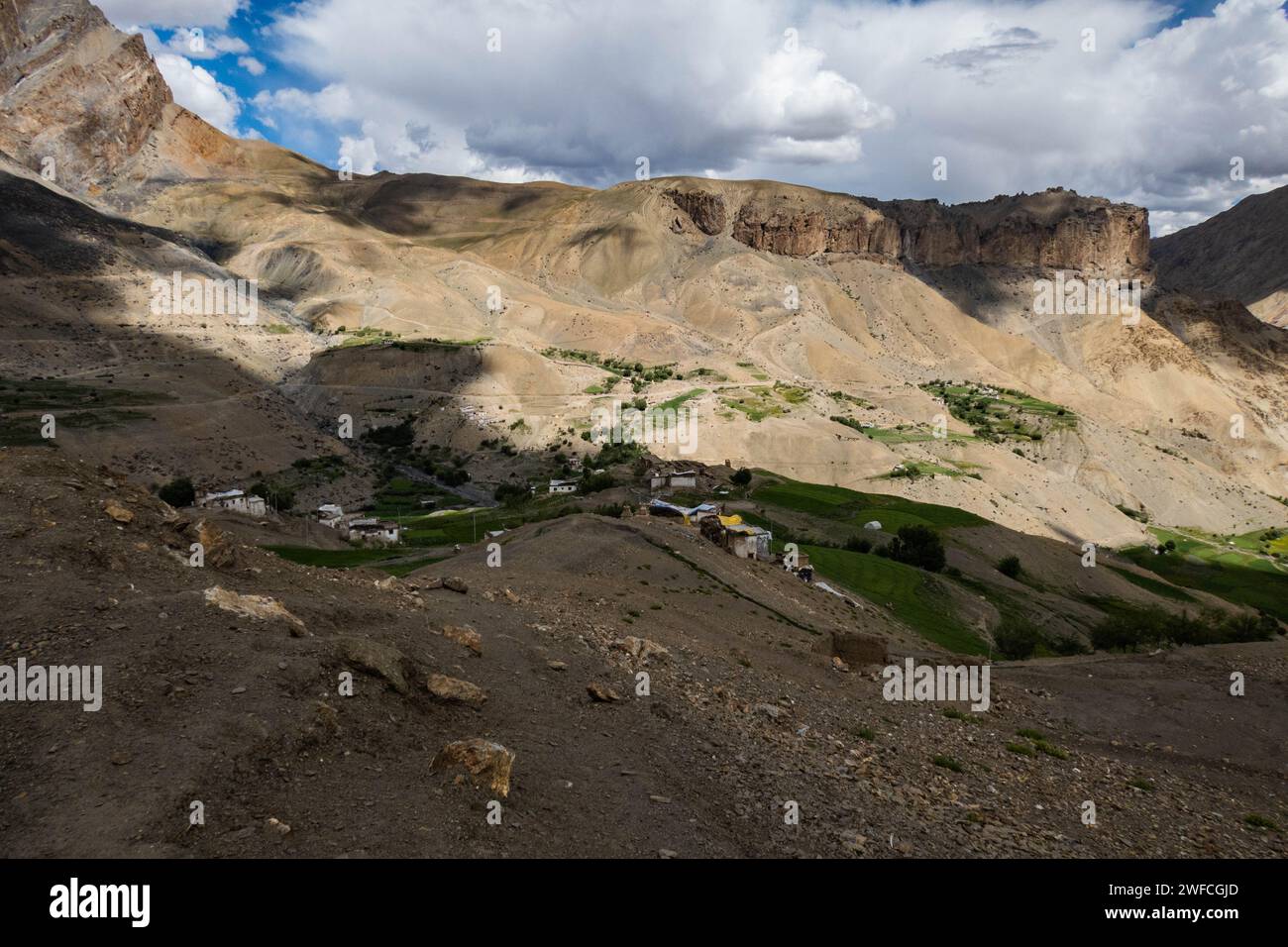 View of the oasis of Lingshed on the trans-Zanskar trek, Ladakh, India ...