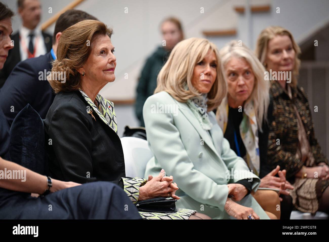 Queen Silvia and Mrs Brigitte Macron visit Rinkebyskolan, in Stockholm ...